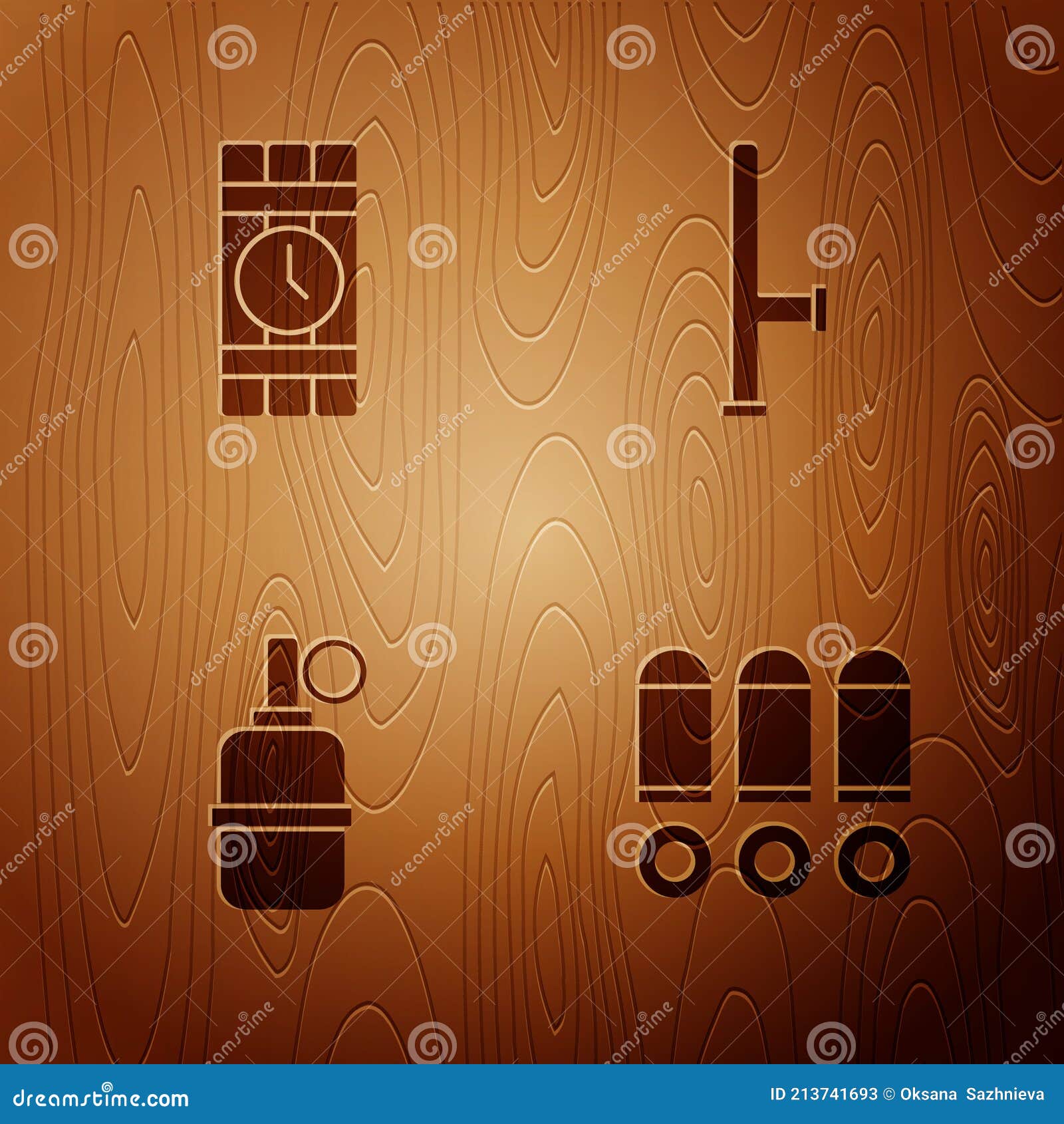 Set Bullet, Dynamite and Timer Clock, Hand Grenade and Police Rubber ...