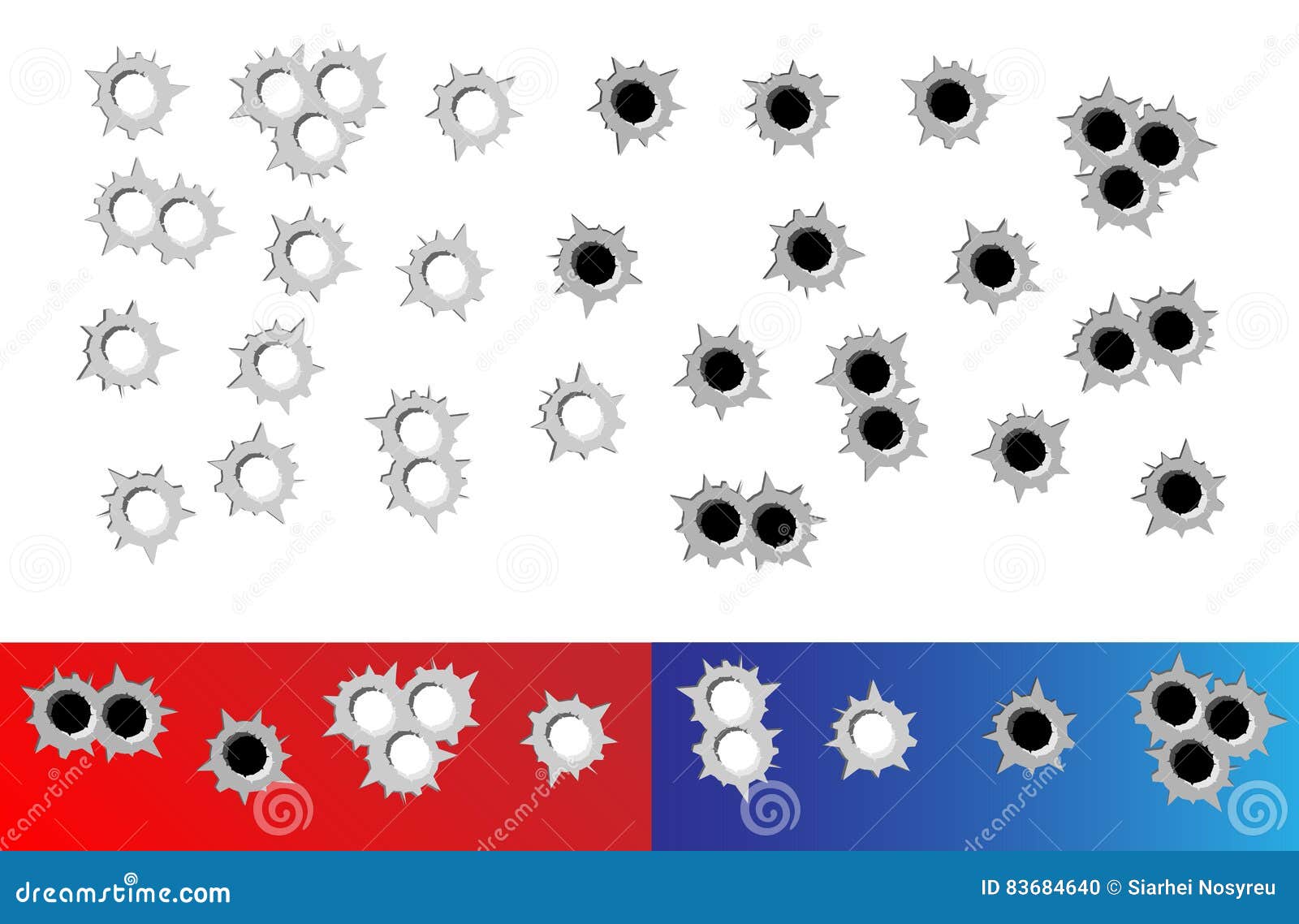 Set Bullet Holes, Target Shooting, Isolated Vector Illustration Stock ...