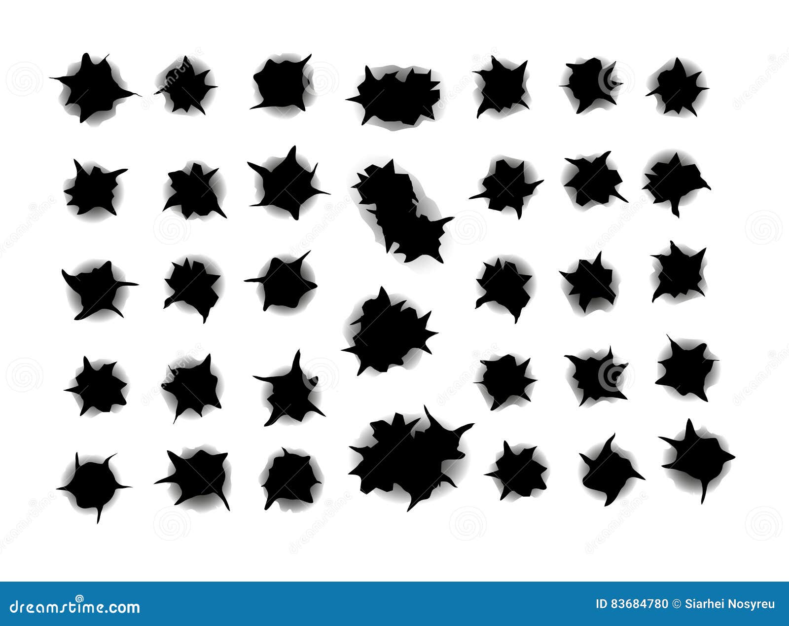 Set Bullet Holes, Target Shooting, Isolated Vector Illustration Stock ...