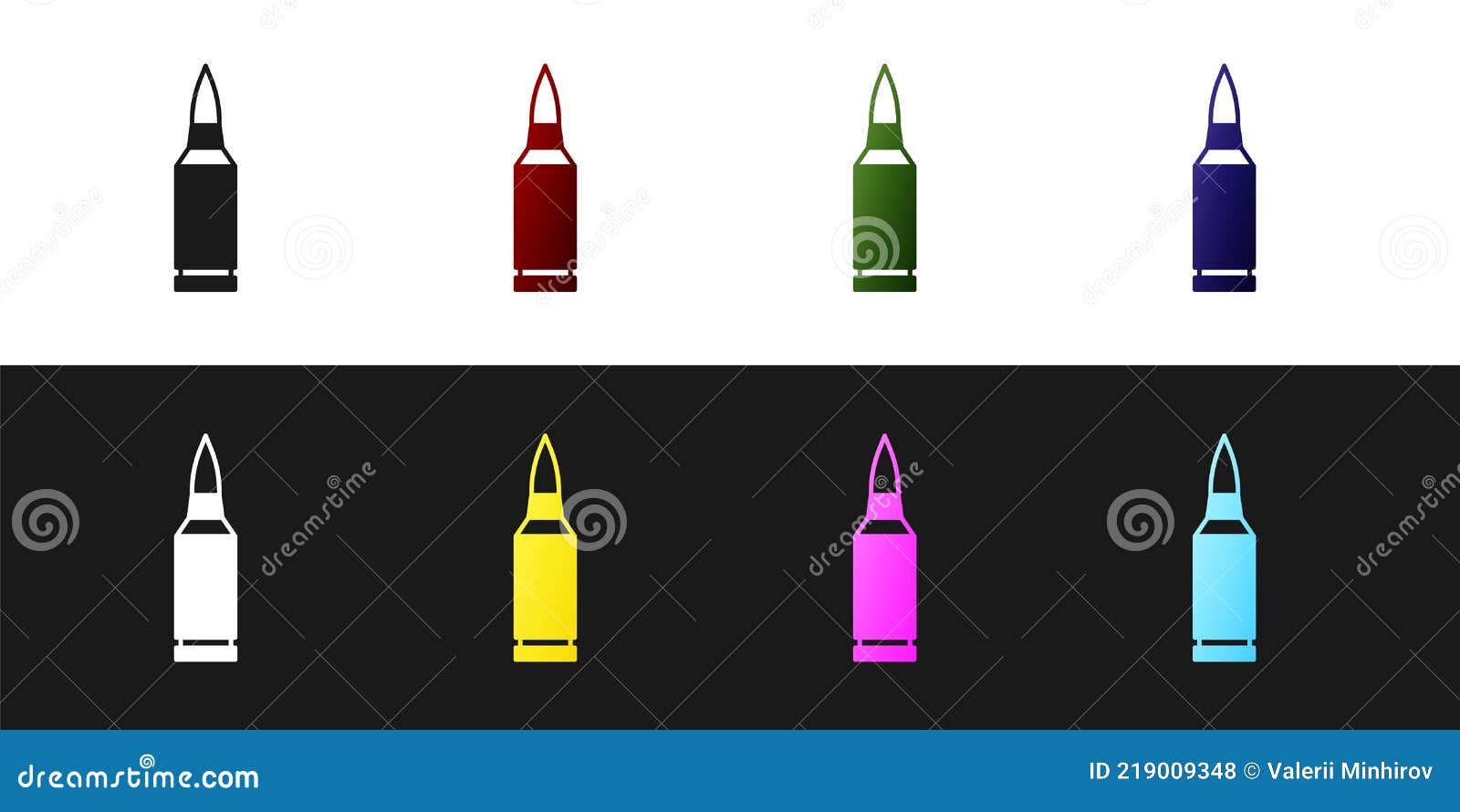 Set Bullet Icon Isolated on Black and White Background. Vector Stock ...