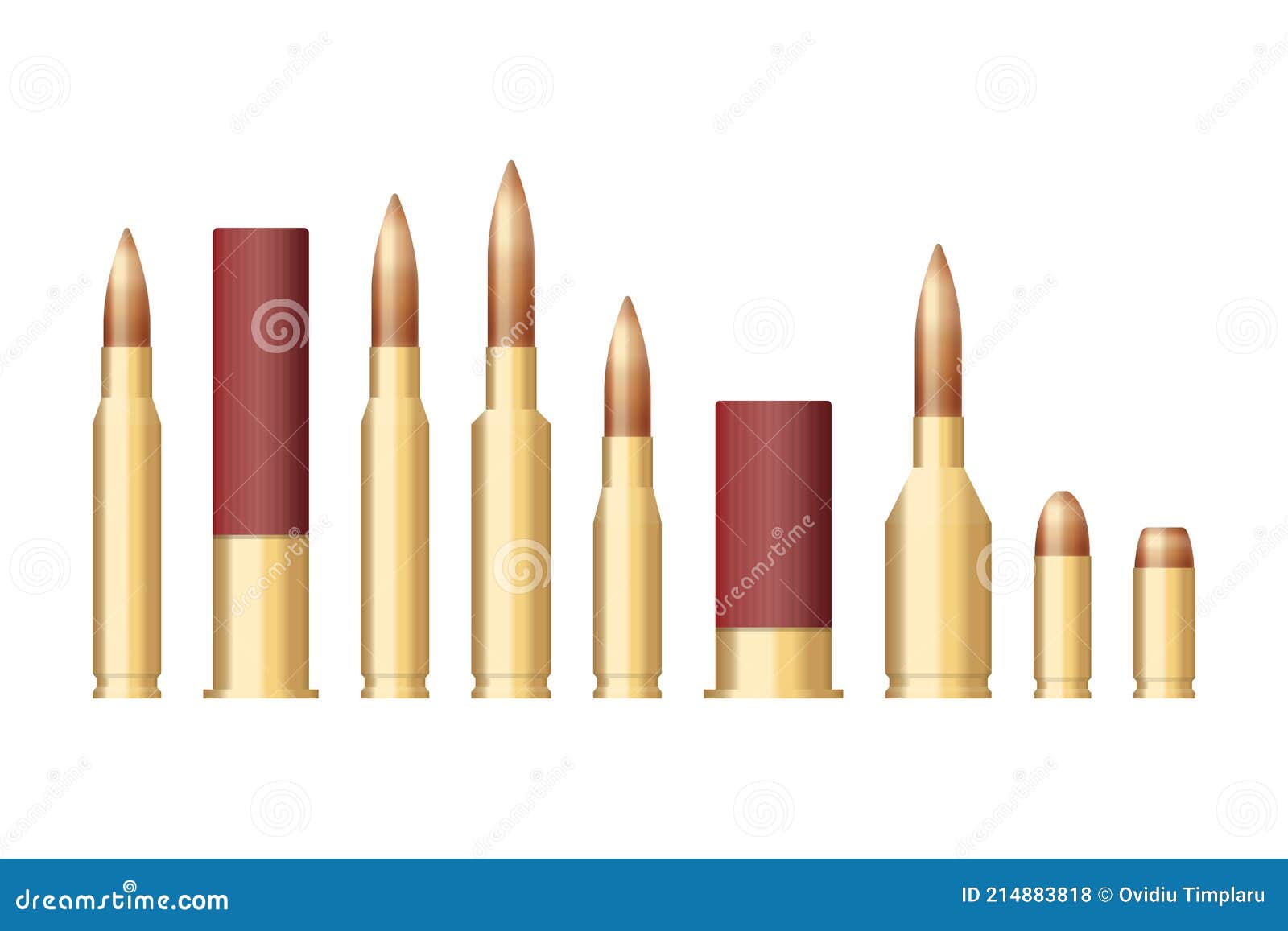 Set of Bullets of Different Sizes Vector Illustration Stock Vector ...