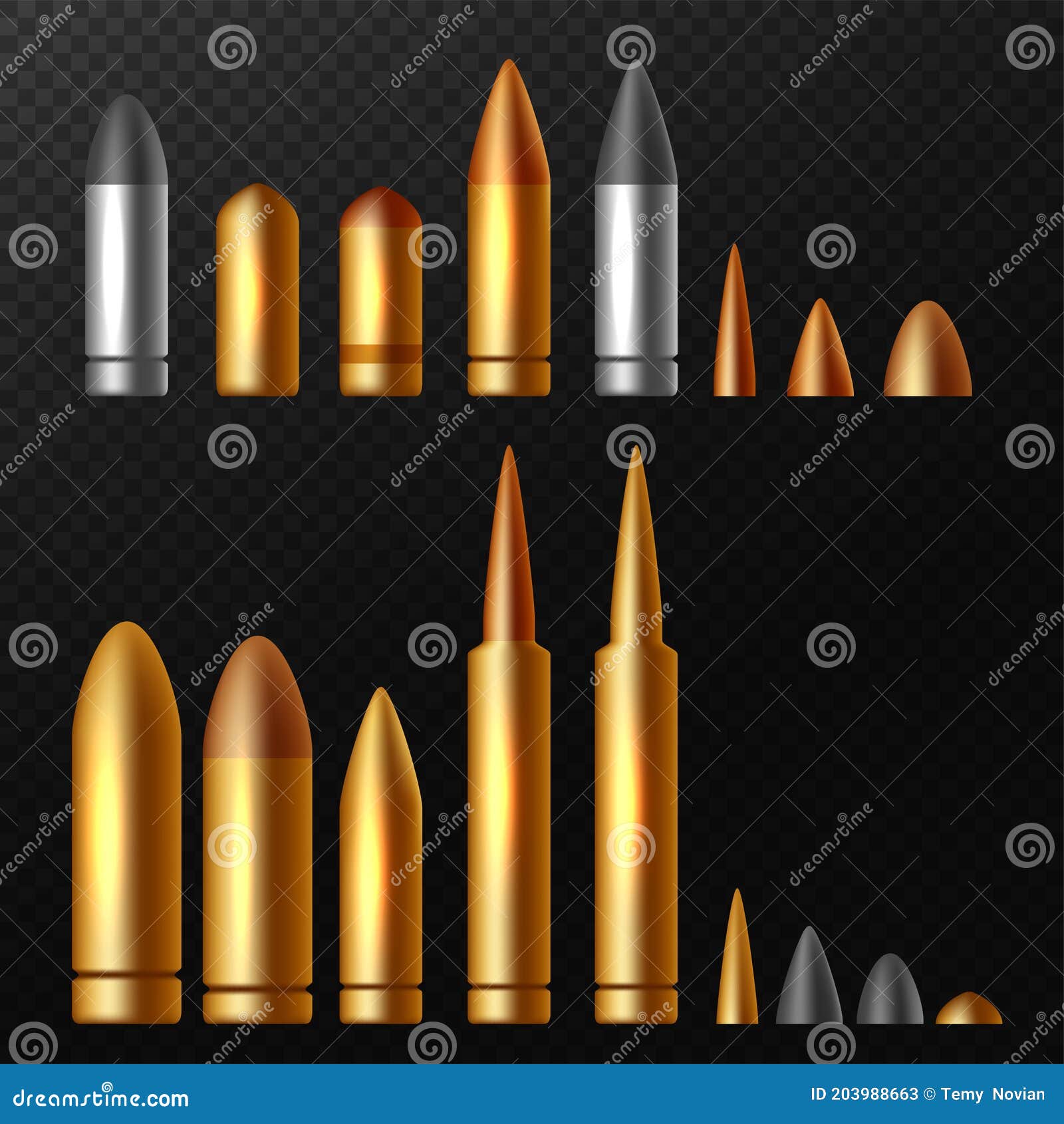 Set of Bullets on Transparent Background Stock Vector - Illustration of ...