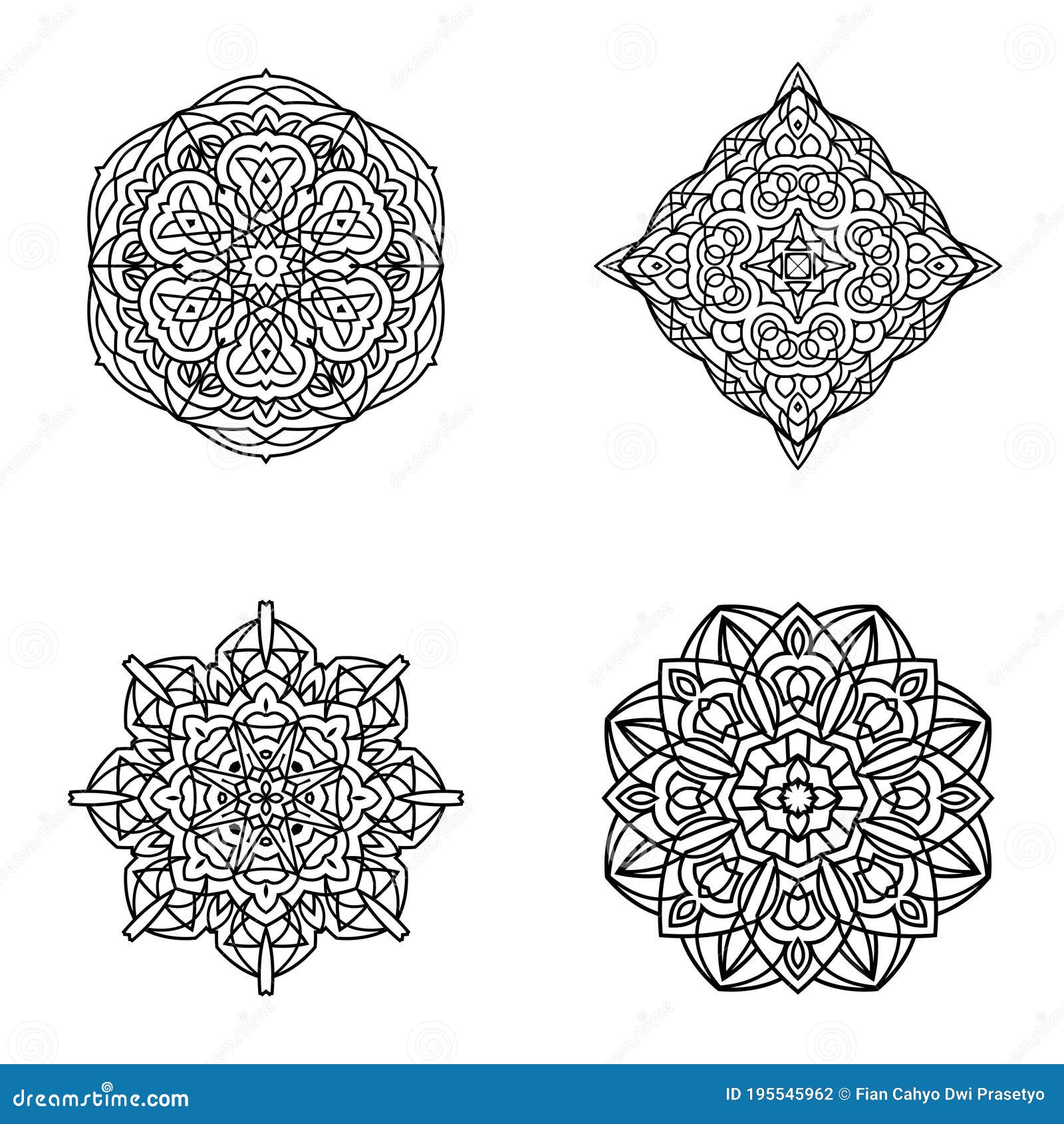 Set Bundle Black and White Mandala Vector Element Stock Vector ...