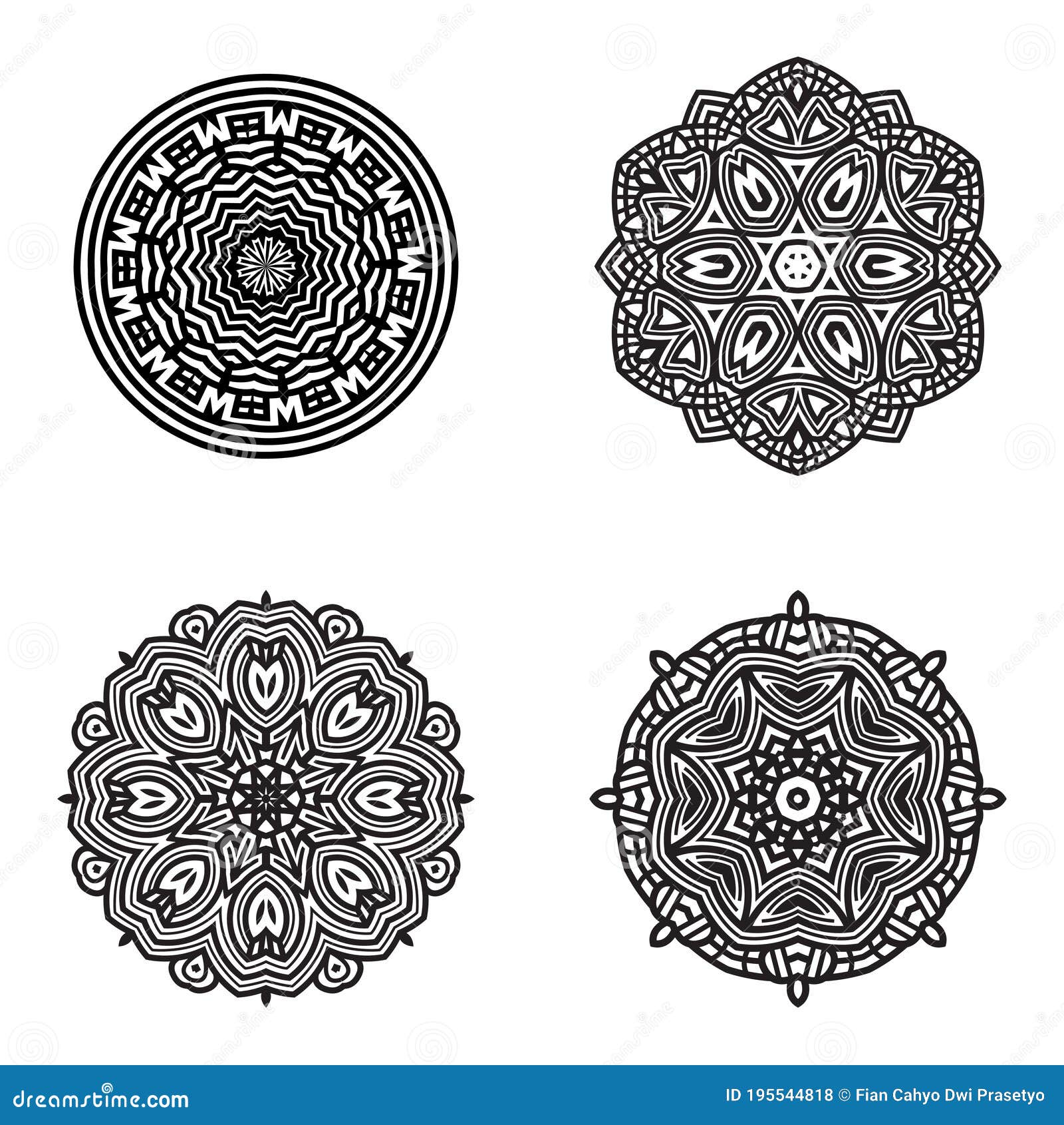 Set Bundle Black and White Mandala Vector Element Stock Vector ...