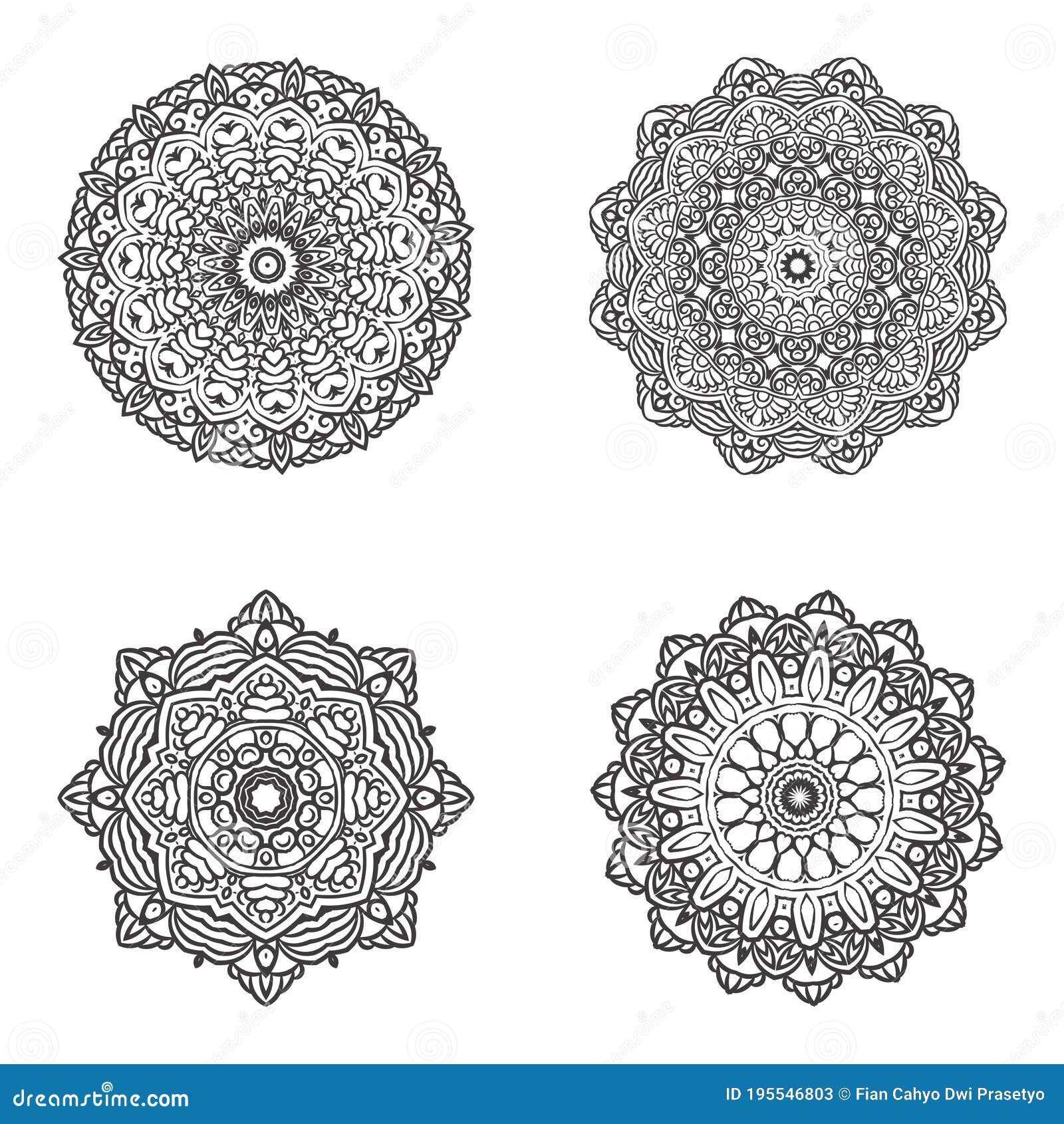 Set Bundle Black and White Mandala Vector Element Stock Vector ...