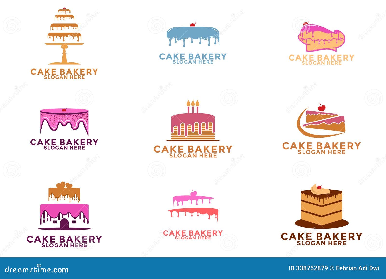 Set Bundle Cake Logo, Cake Topper Logo Vector Template Stock Vector ...
