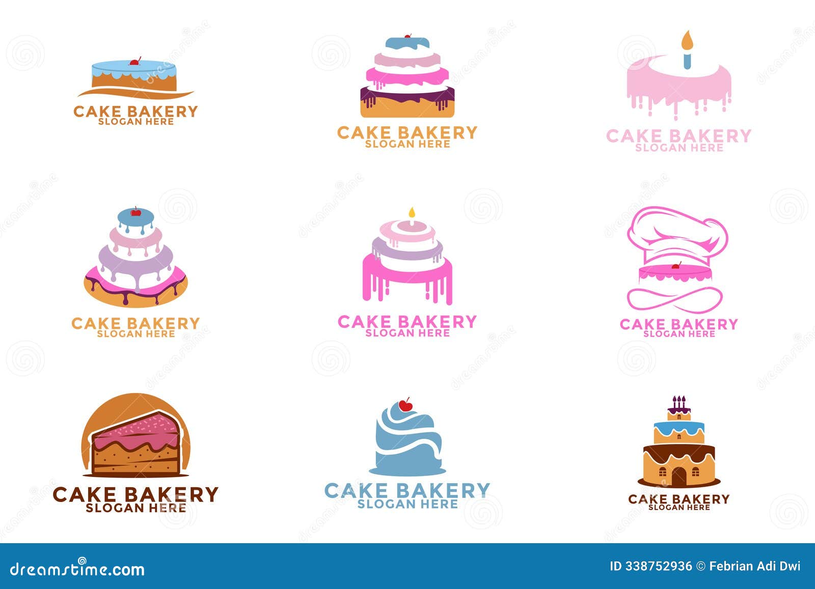 Set Bundle Cake Logo, Cake Topper Logo Vector Template Stock Vector ...