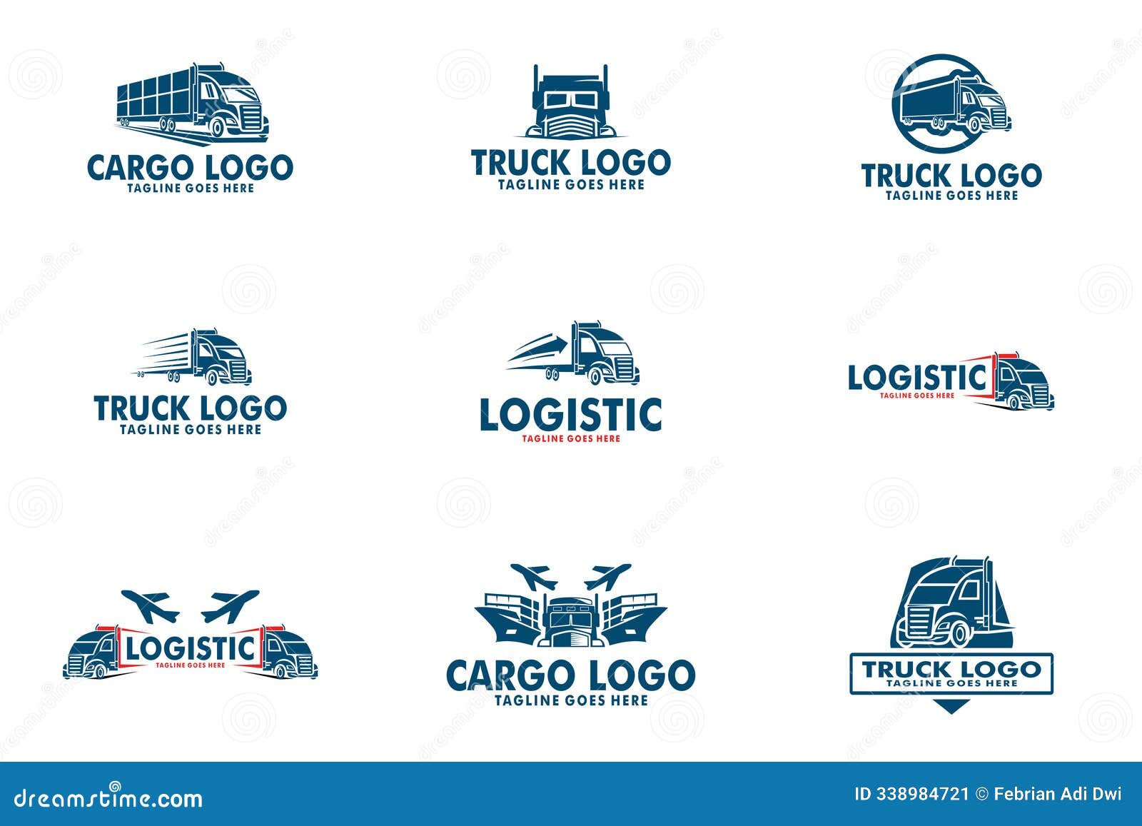 Set of Cargo Logo Design Vector, Ship, Truck, Plane Logistic Logo ...