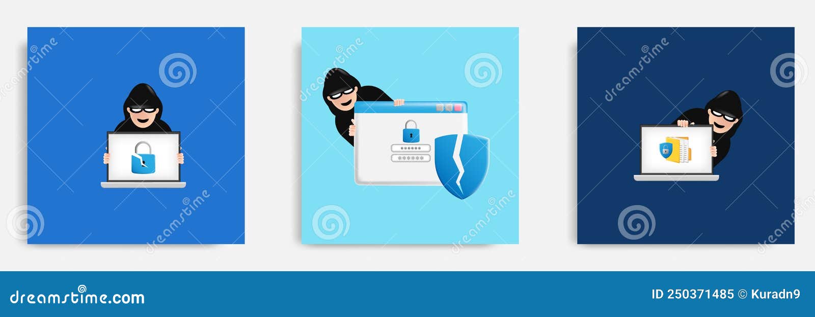 Set Bundle of Hacker Theft Personal Data Identity and File Breach. 3D ...