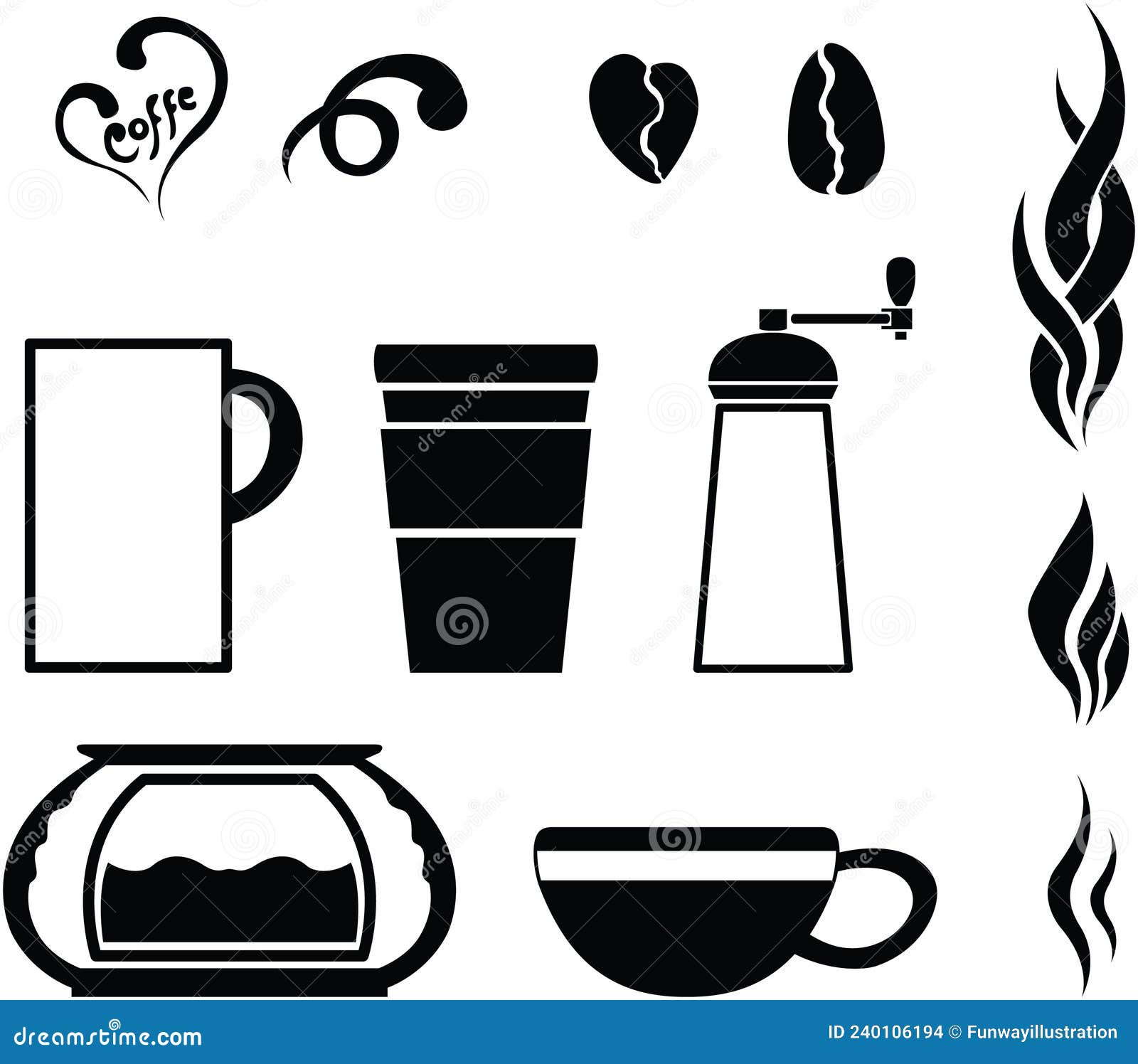 Set Bundle Icon Symbol Black and White Vector Stock Vector ...