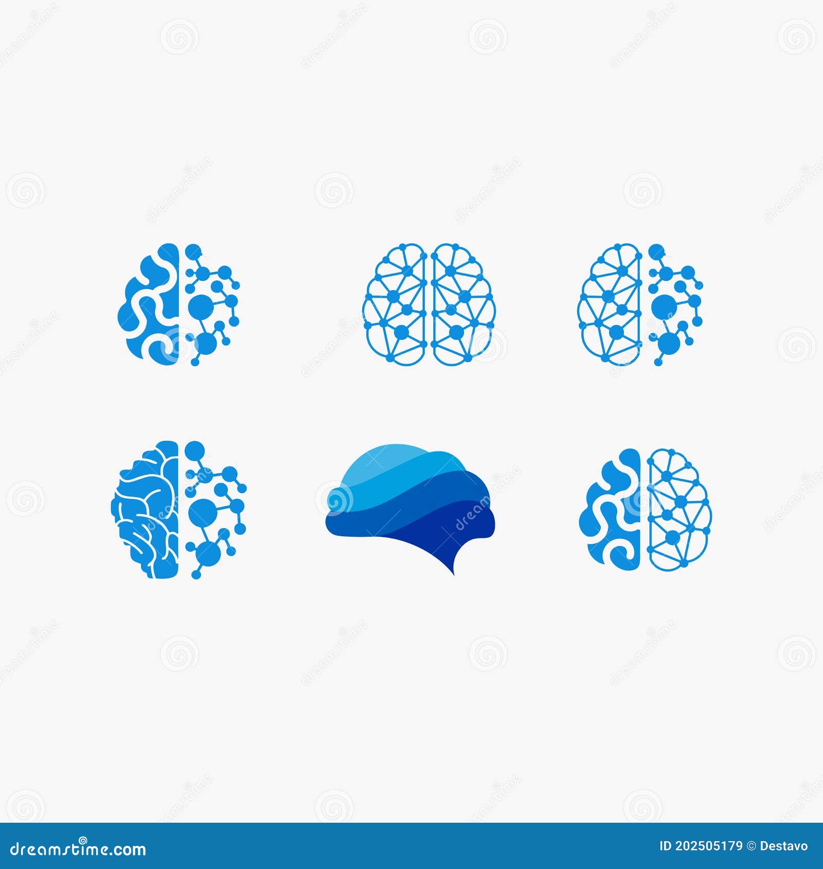 Set Bundle Illustration of Brain Technology Design Stock Vector ...
