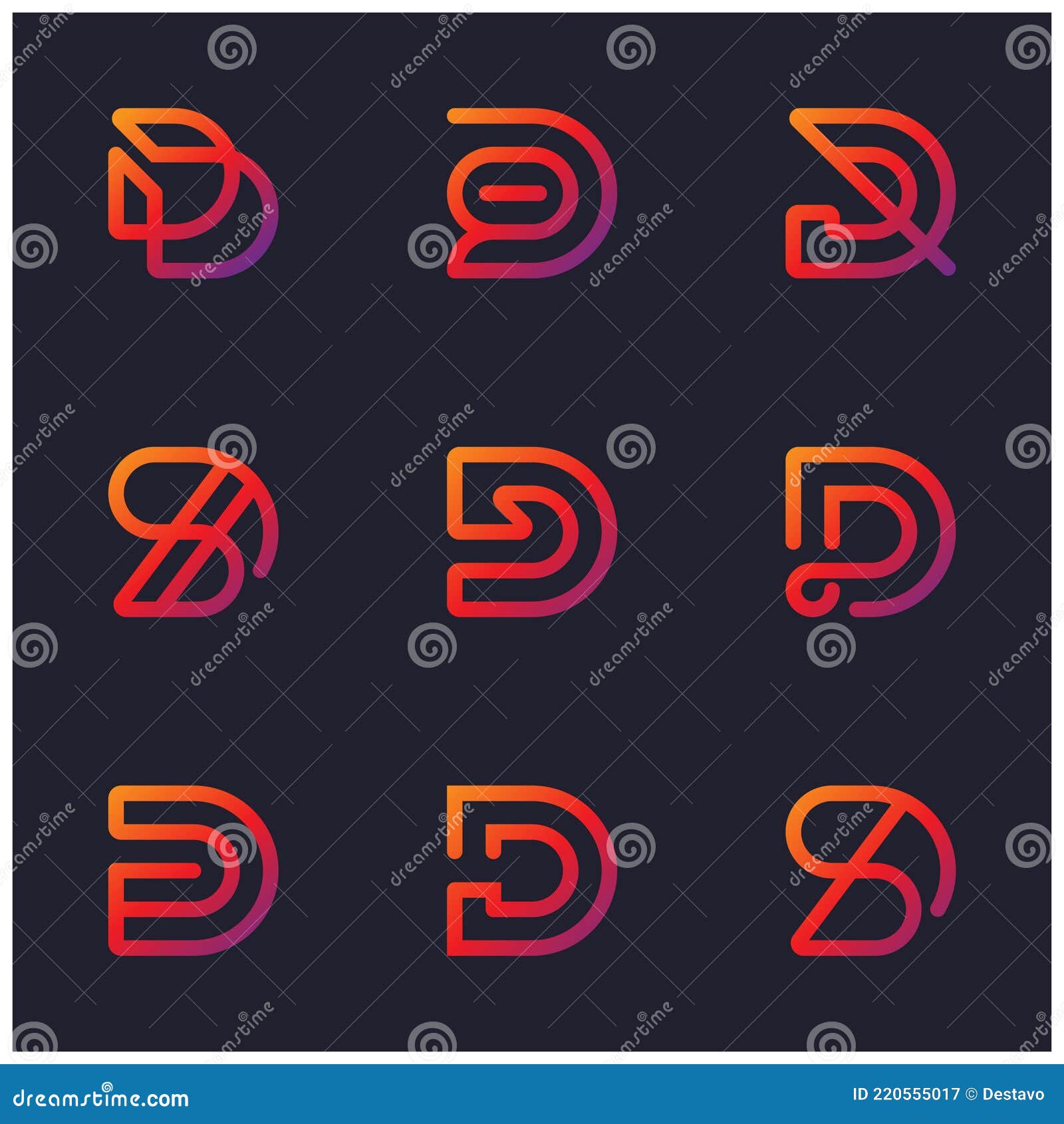 Set Bundle Letter D Logo Design Stock Illustration - Illustration of ...