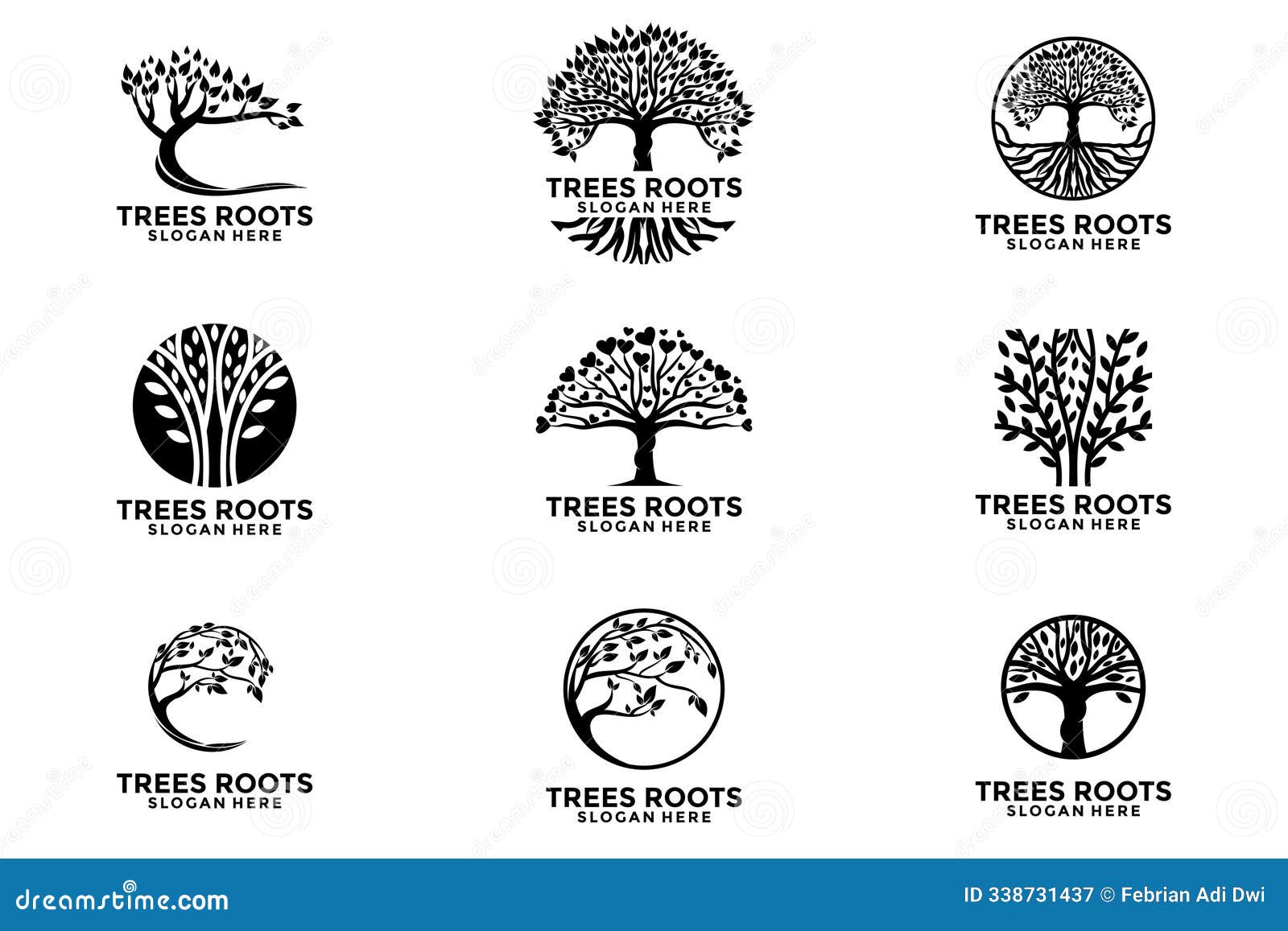 Set of Trees and Roots Logo Design Vector Illustration Stock Vector ...