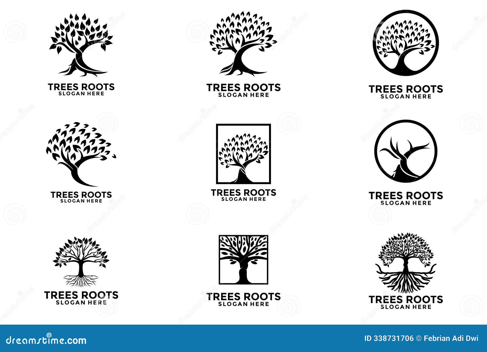Set of Trees and Roots Logo Design Vector Illustration Stock Vector ...