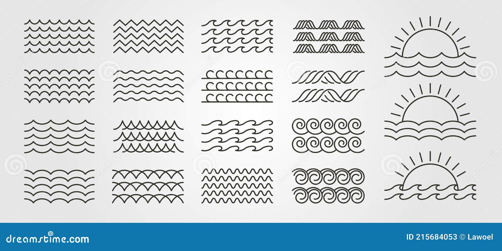Set Bundled Wave Icon Logo Vector Minimal Illustration Design, Line Art ...