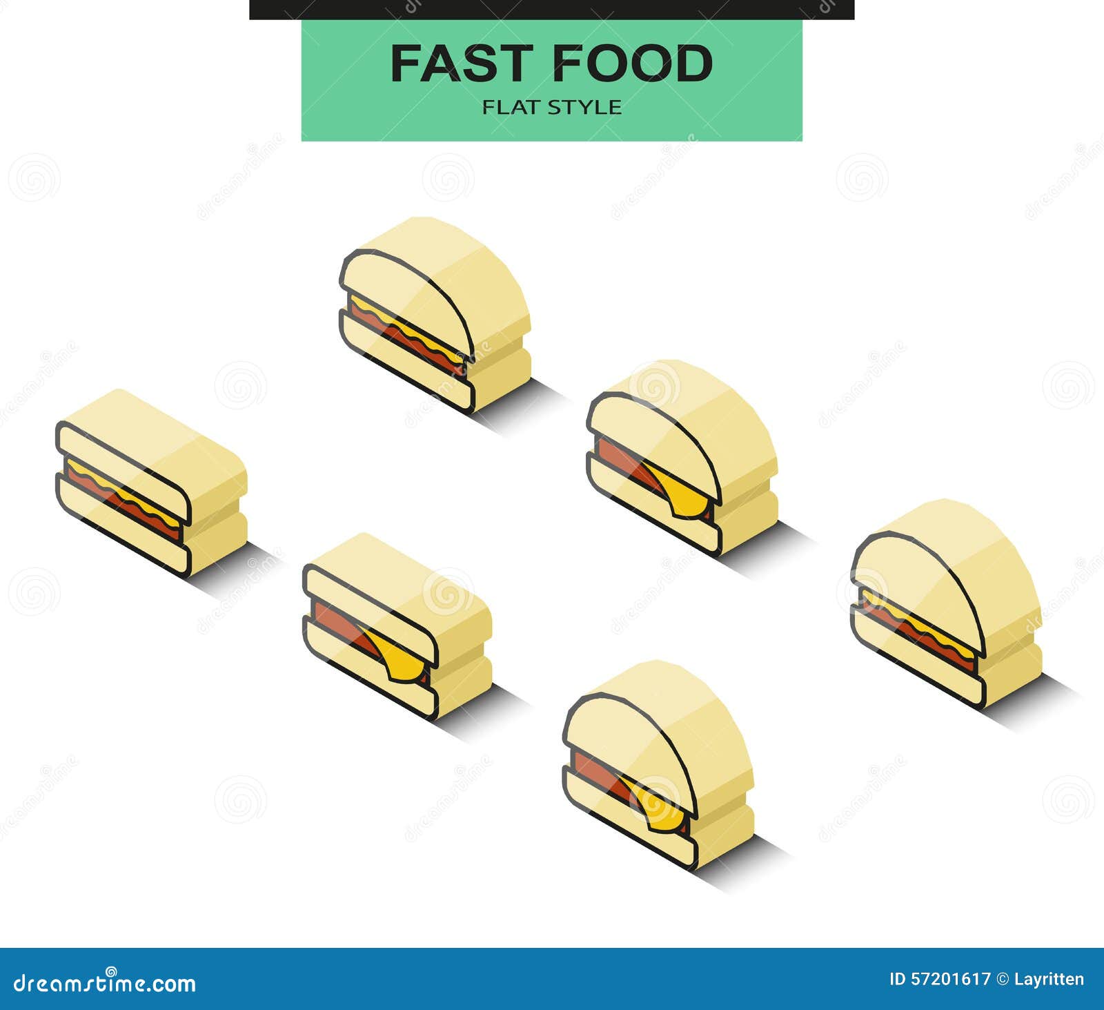 Set the Burgers in Isometric Projection. Vector Stock Vector ...