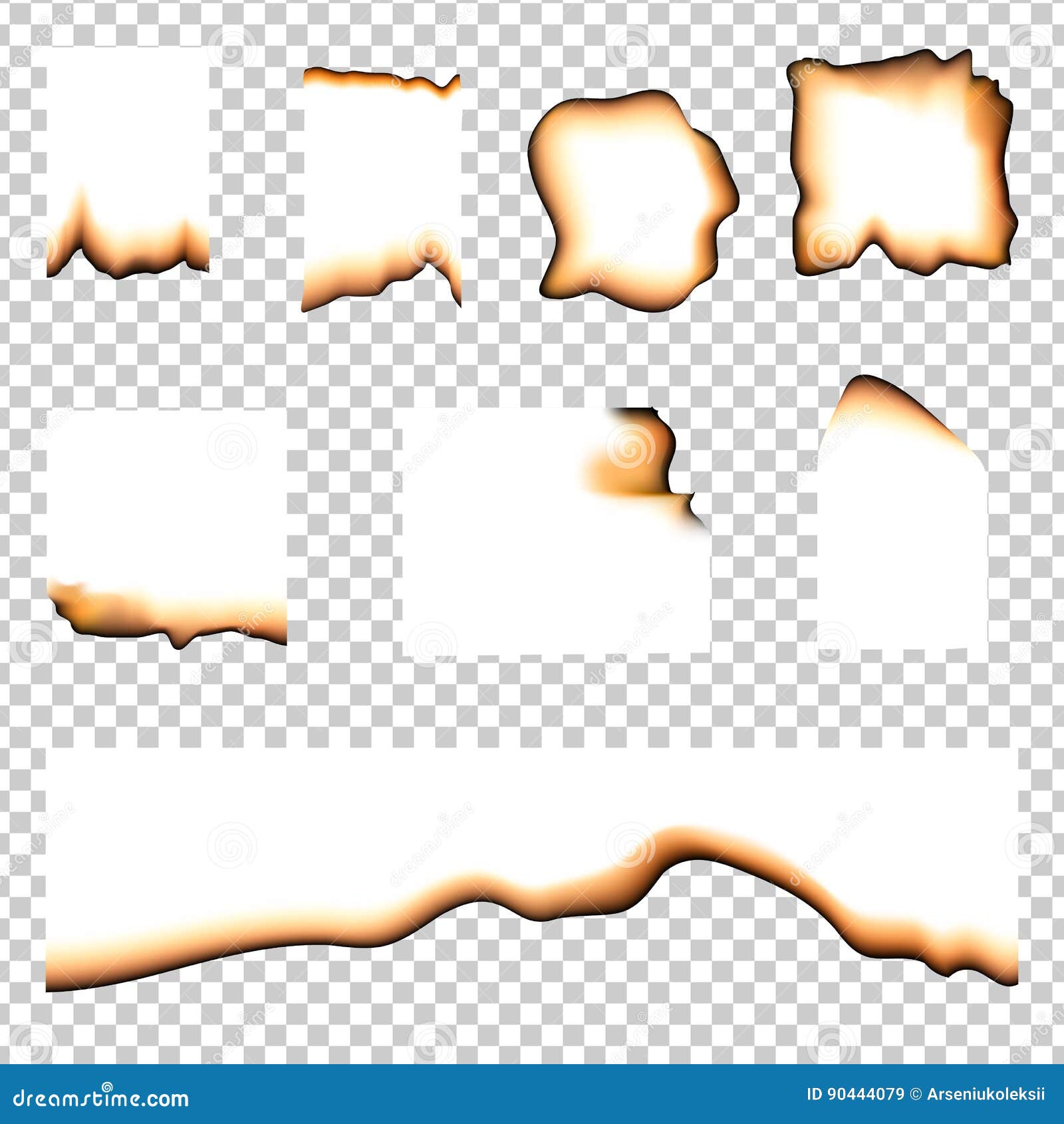 Set of Burned Pieces of Paper Stock Vector - Illustration of burn ...