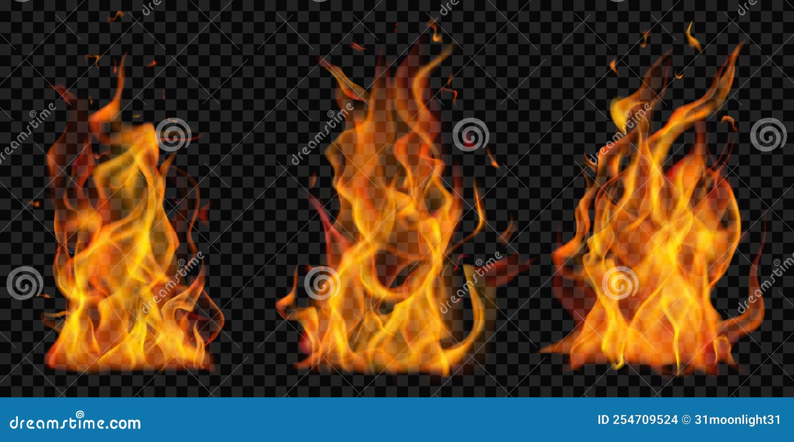 Set of burning campfires stock vector. Illustration of flames - 254709524