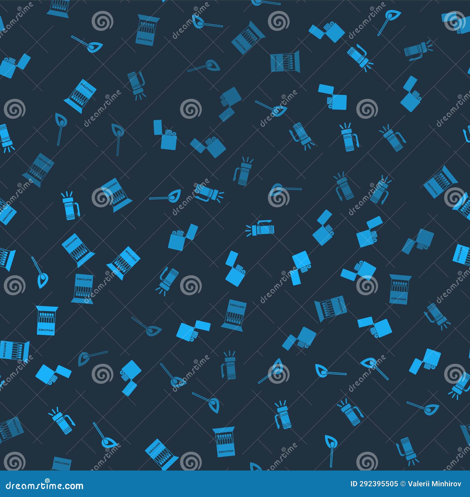 Set Burning Match with Fire, Lighter, Flashlight and Open Matchbox and ...