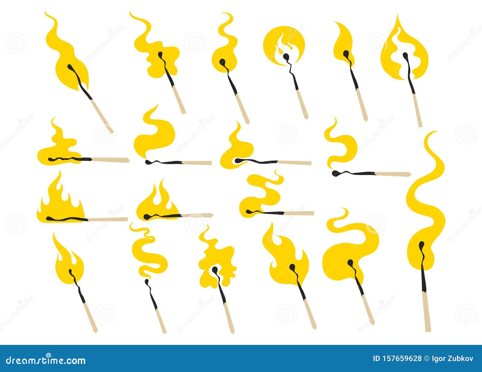 Set of Burning Matches. a Collection of Ignited Matches. Vector ...