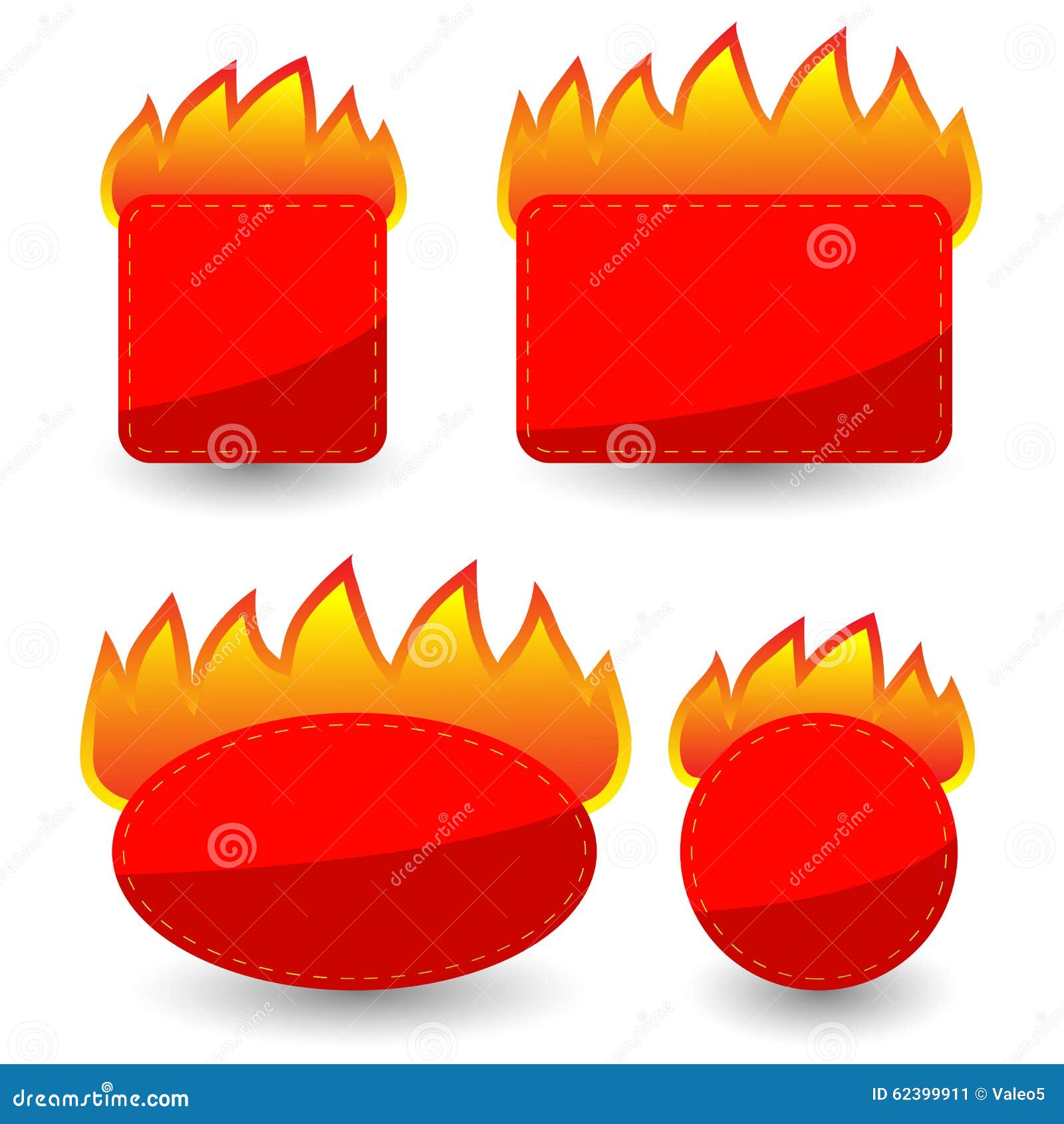 Set of Burning Paper Red Stickers Stock Vector - Illustration of ...