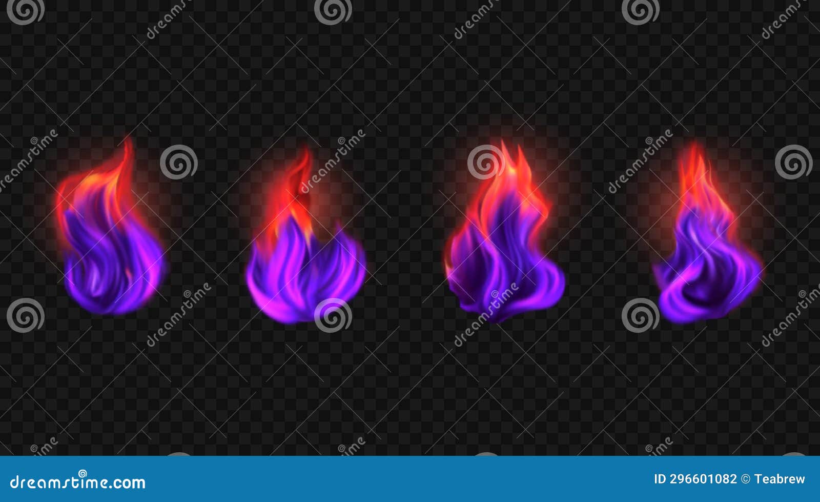 Set of Burning Purple Flame. Vector Illustration. Stock Vector ...