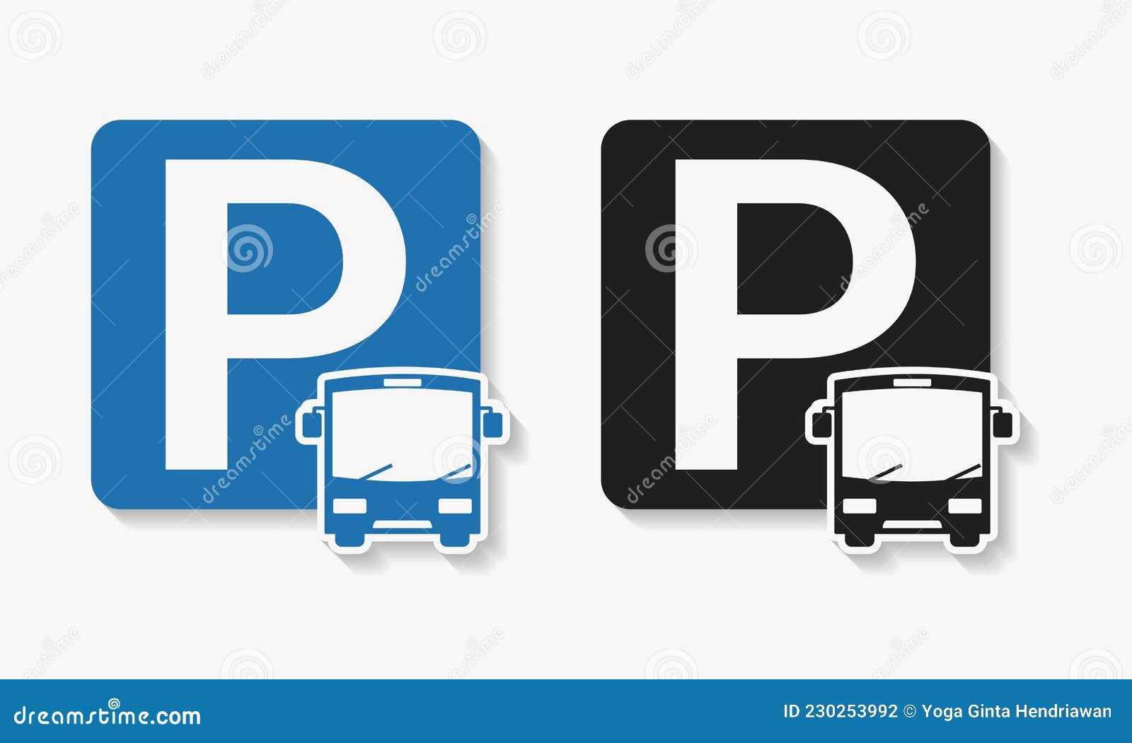 Set of Bus Parking Sign. Bus Parking Zone Stock Vector - Illustration ...