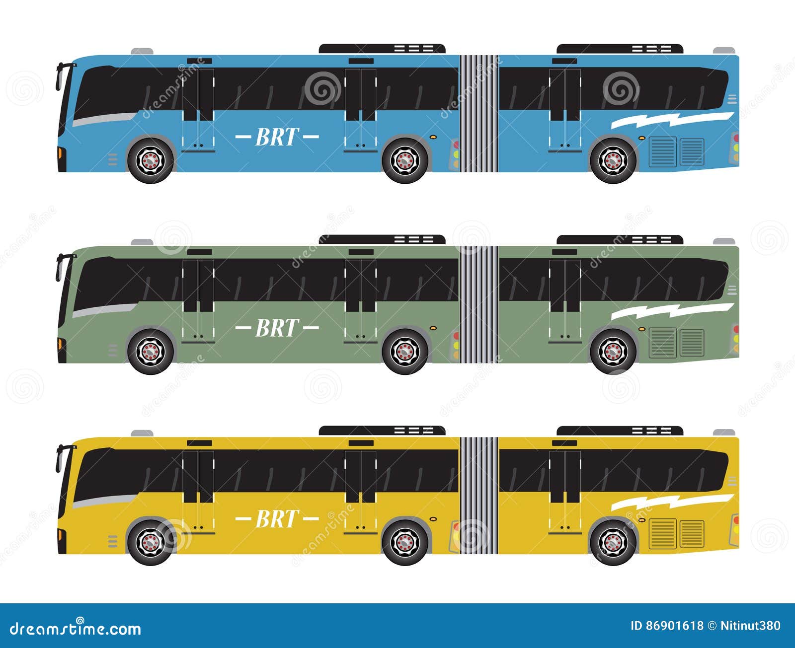 Set of Bus Rapid Transit or BRT Stock Illustration - Illustration of ...