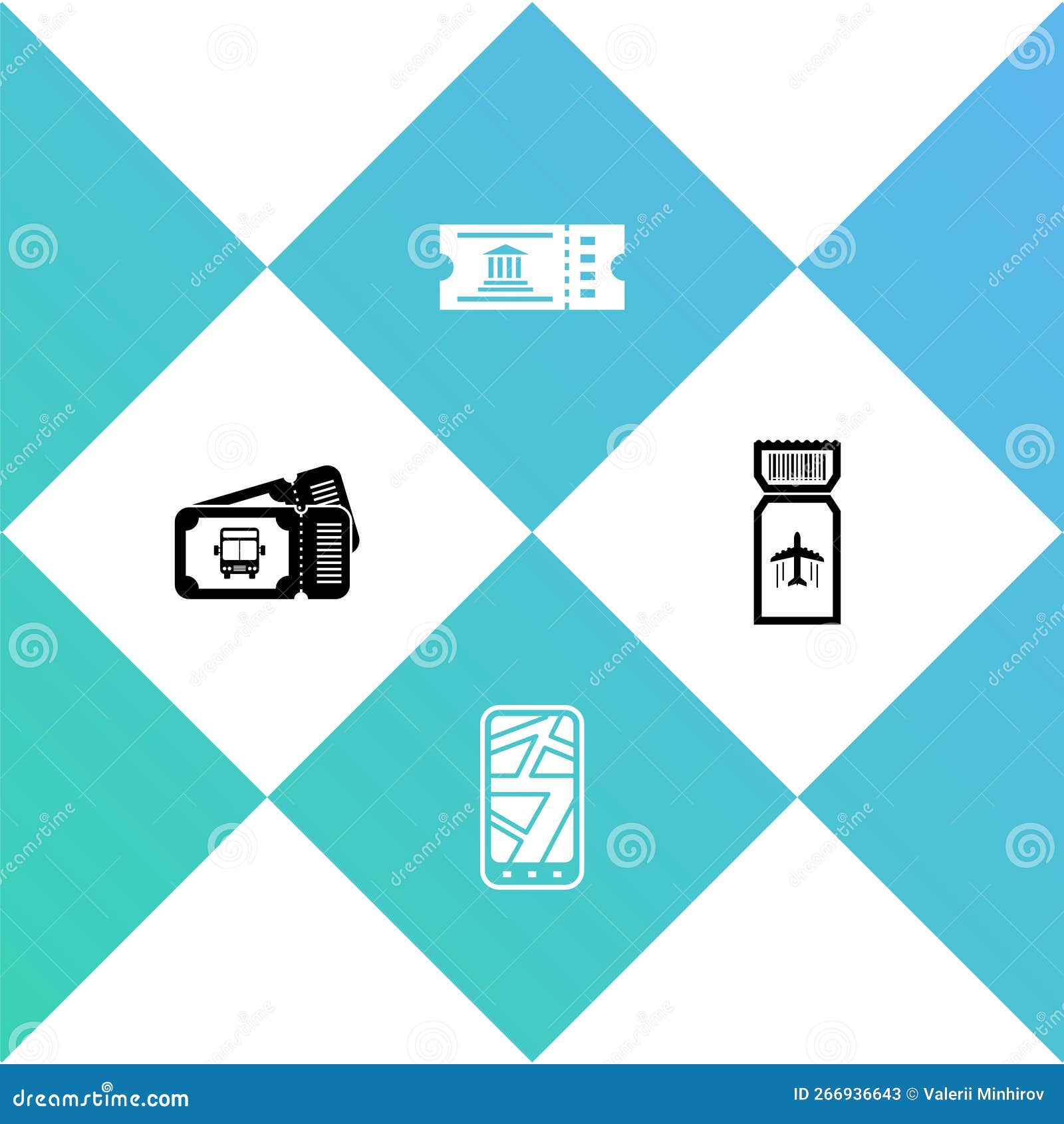 Set Bus Ticket, Infographic of City Map, Museum and Airline Icon ...