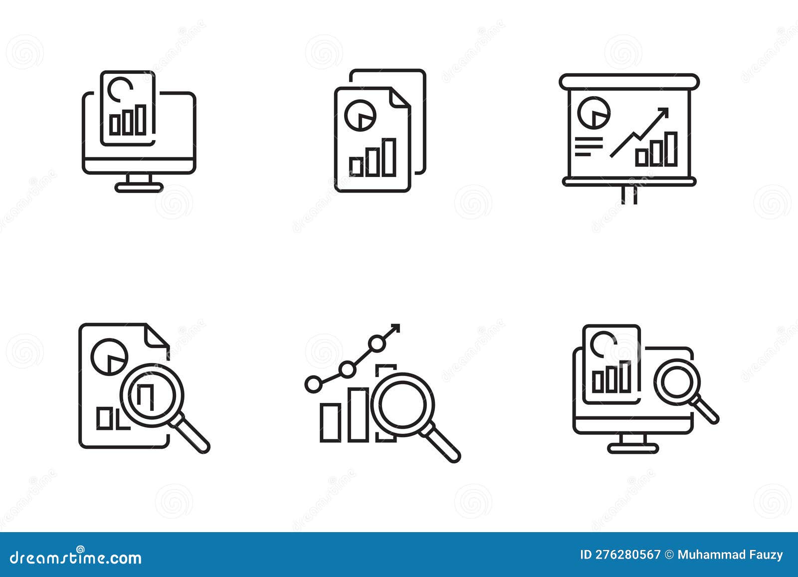 Set of Business Analytics Icons in Line Style Stock Vector ...