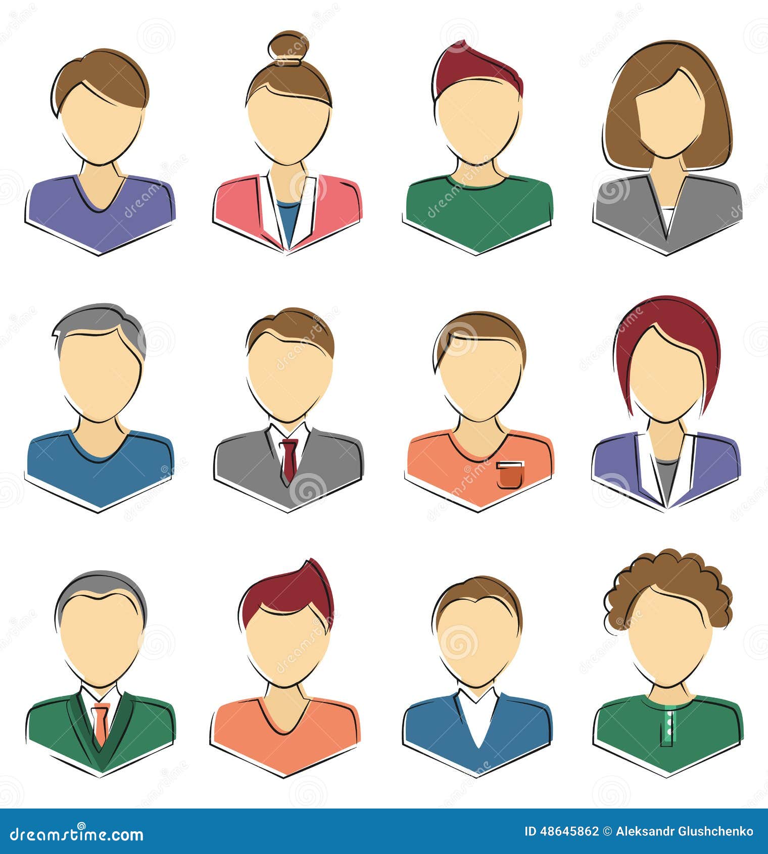 Business Avatar Woman In Black And White Color Palette. Cartoon Vector ...