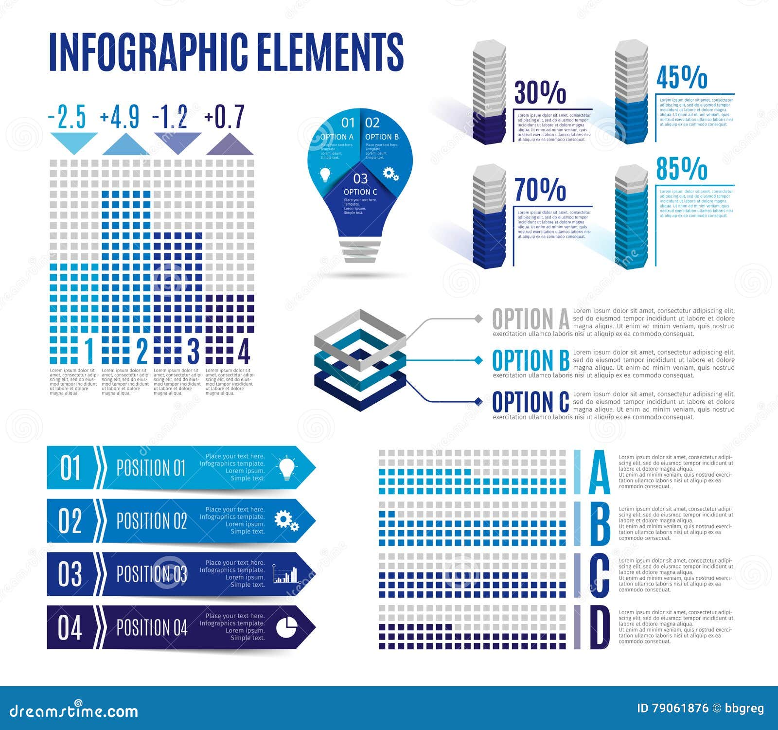 Set of Business Blue Infographic Elements. Template for Presentation ...