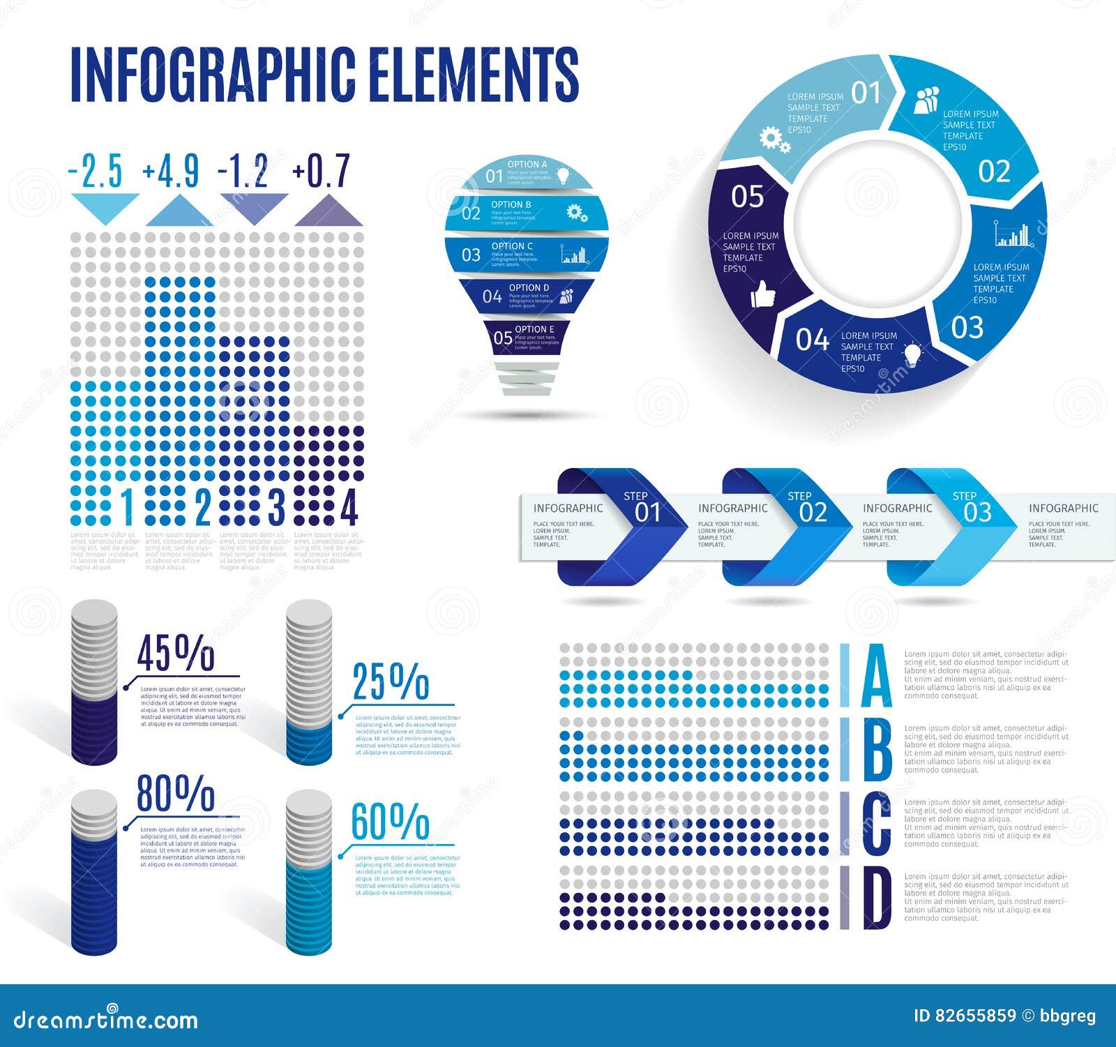 Set of Business Blue Infographic Elements. Template for Presentation ...