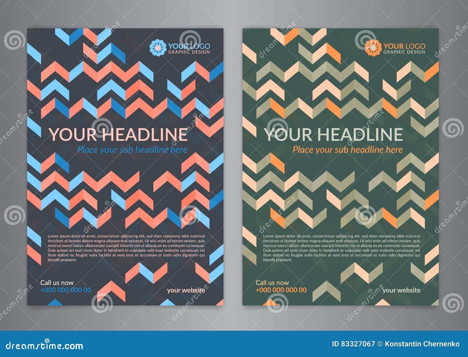 Set A5, A4 Business Brochure Flyer Design Layout Template with Zigzag ...