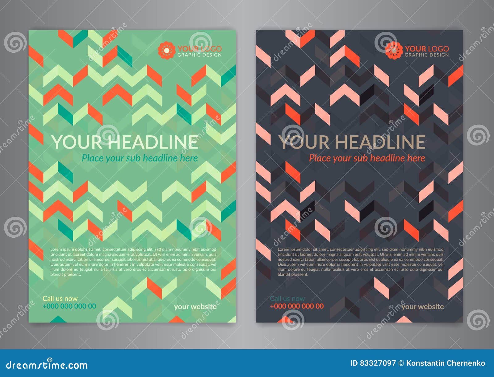 Set A5, A4 Business Brochure Flyer Design Layout Template with Zigzag ...