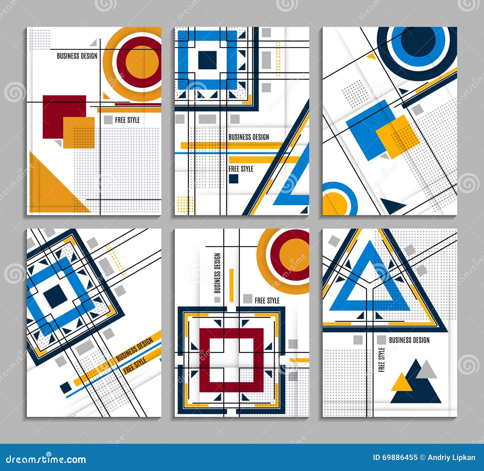 Set of Business Card. Abstract Geometric Design, Brochure Title Sheet ...