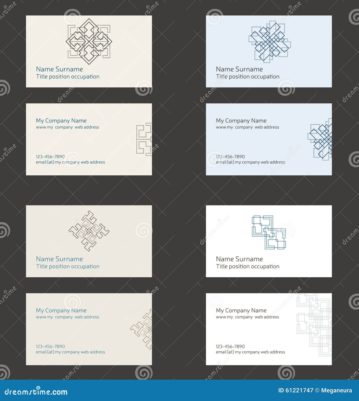 Set of Business Card Layout. Linear Geometric Logo and Pattern Stock ...