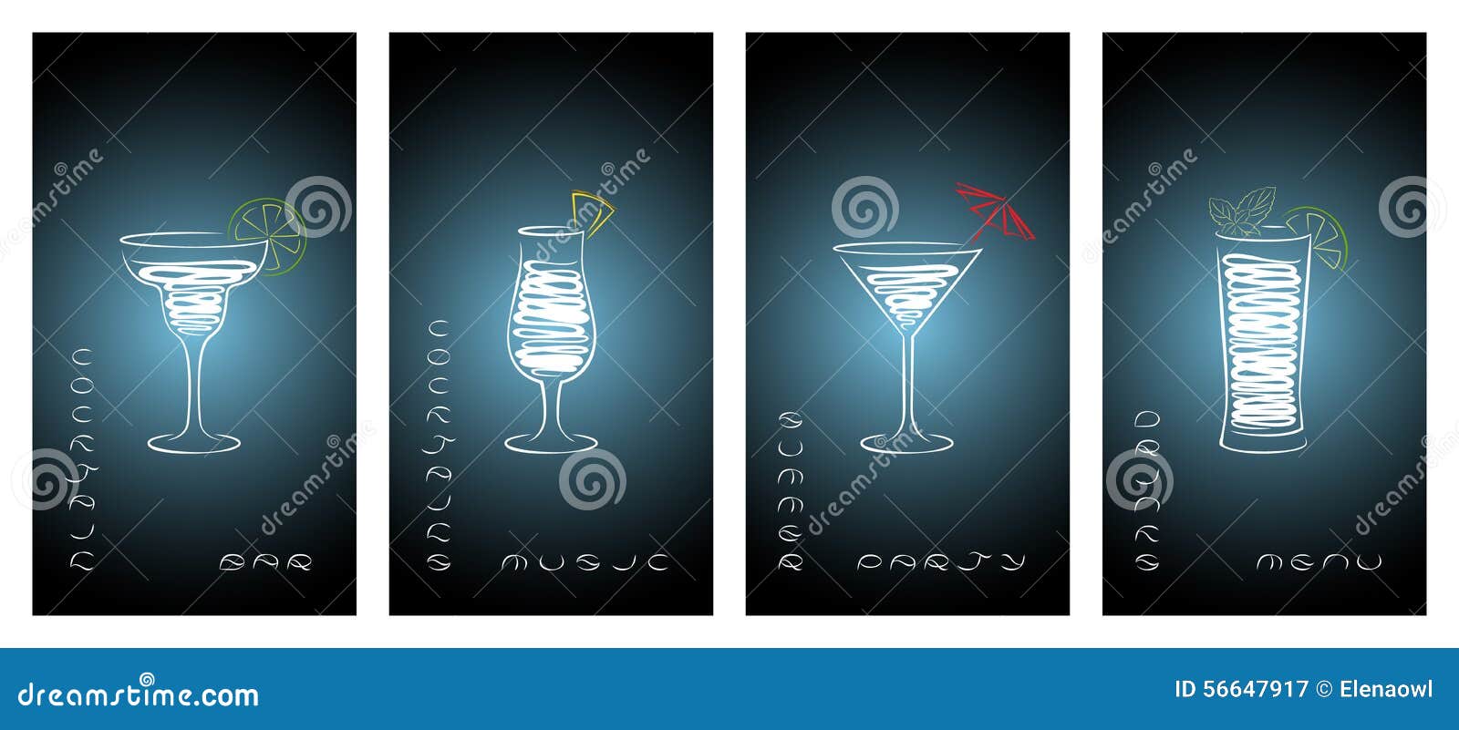 Set of Business Cards for Cocktail Bar. Stock Vector - Illustration of ...