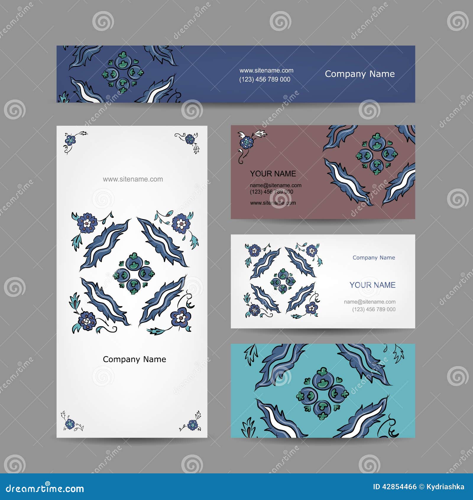 Set of Business Cards Design, Turkish Ornament Stock Vector ...