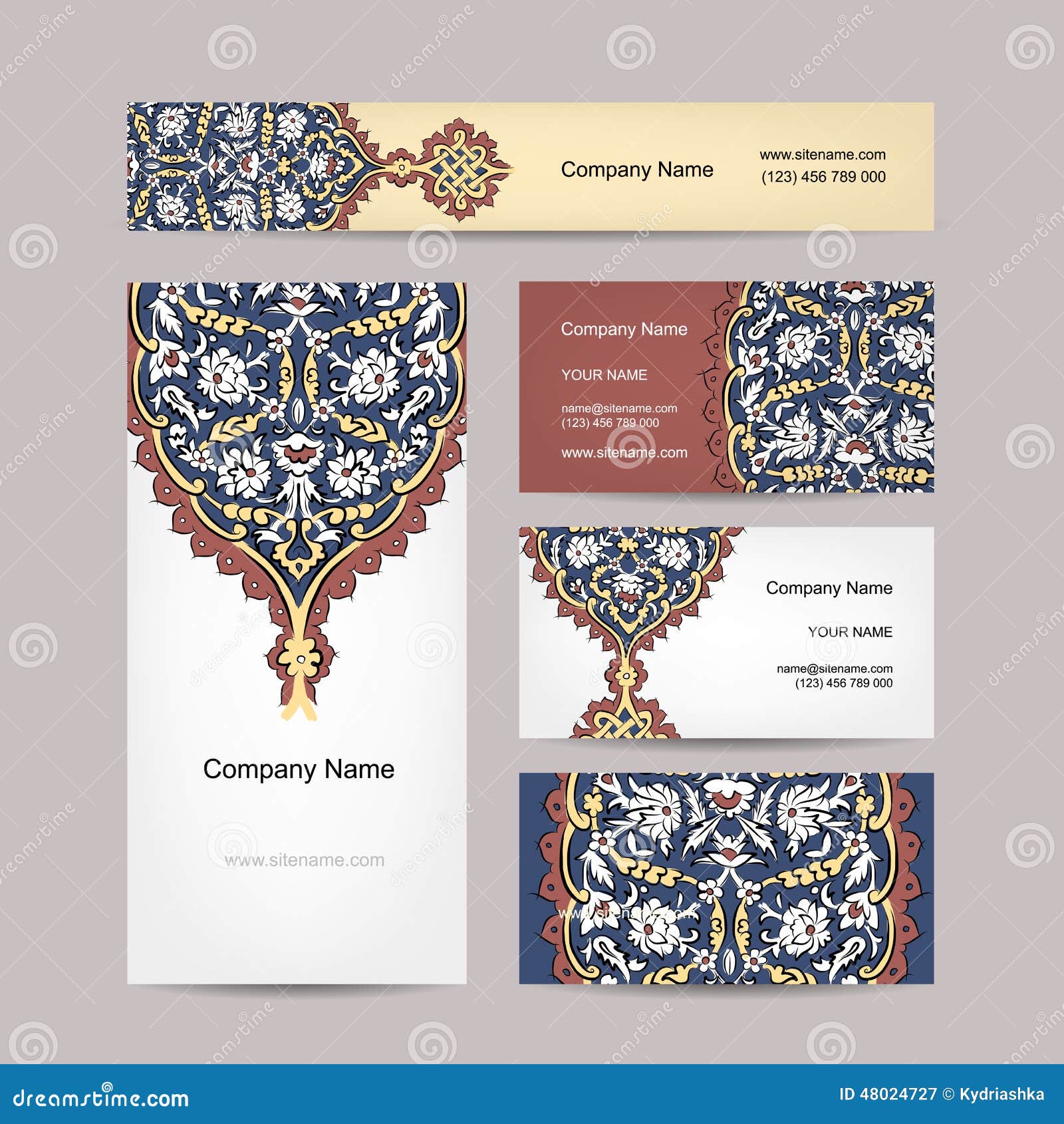 Set of Business Cards Design, Turkish Ornament Stock Vector ...