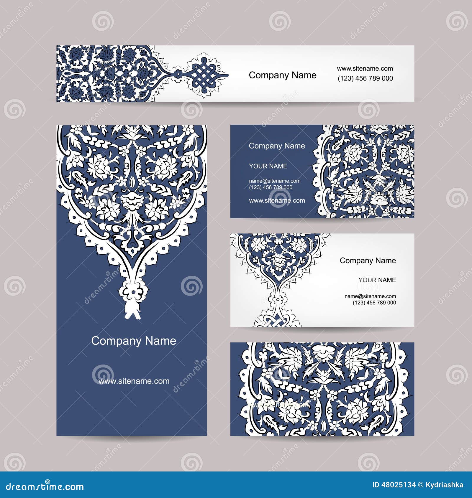 Set of Business Cards Design, Turkish Ornament Stock Vector ...