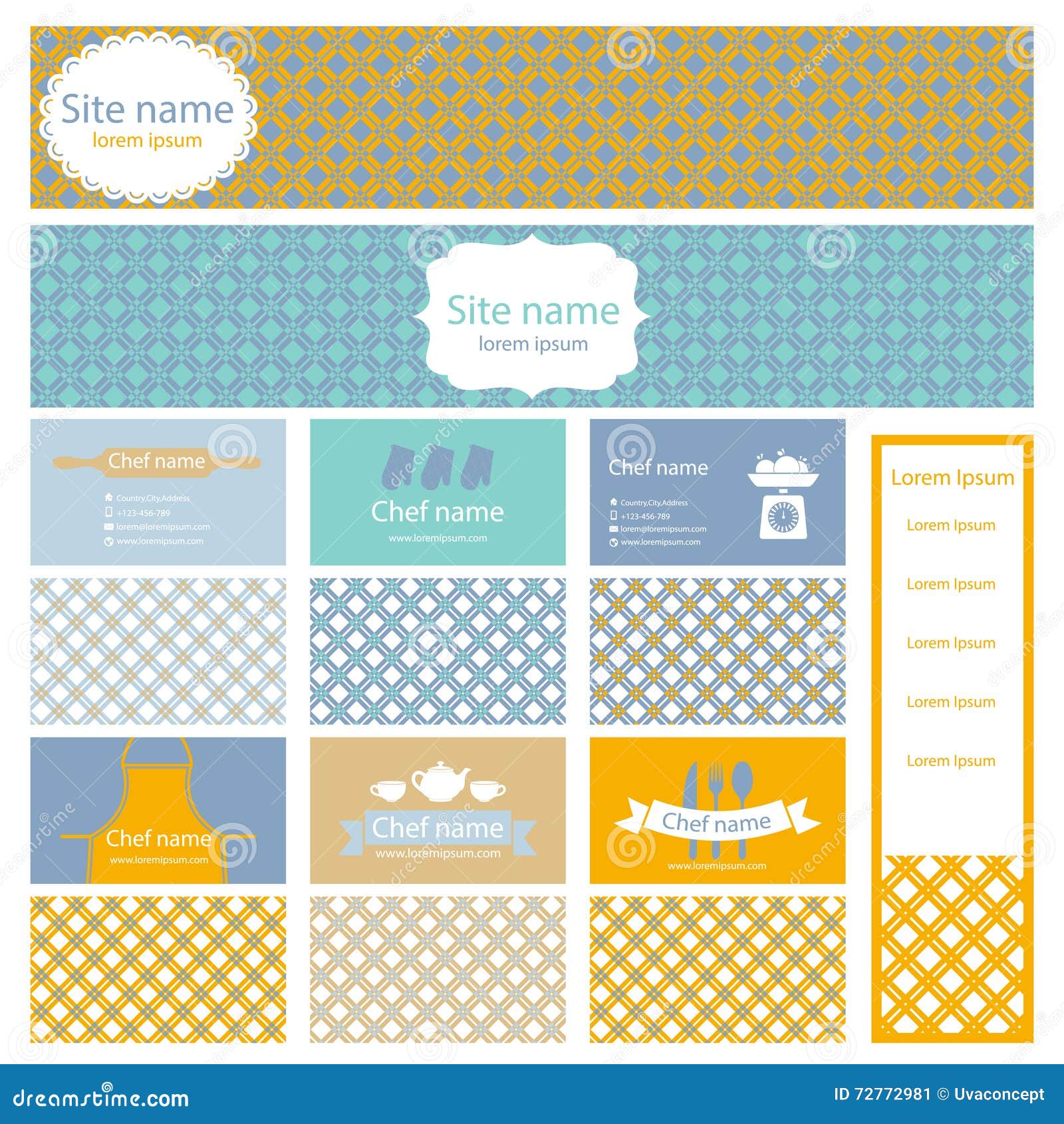 Set of Business Cards and Header for Cooking Theme. Vect Stock ...