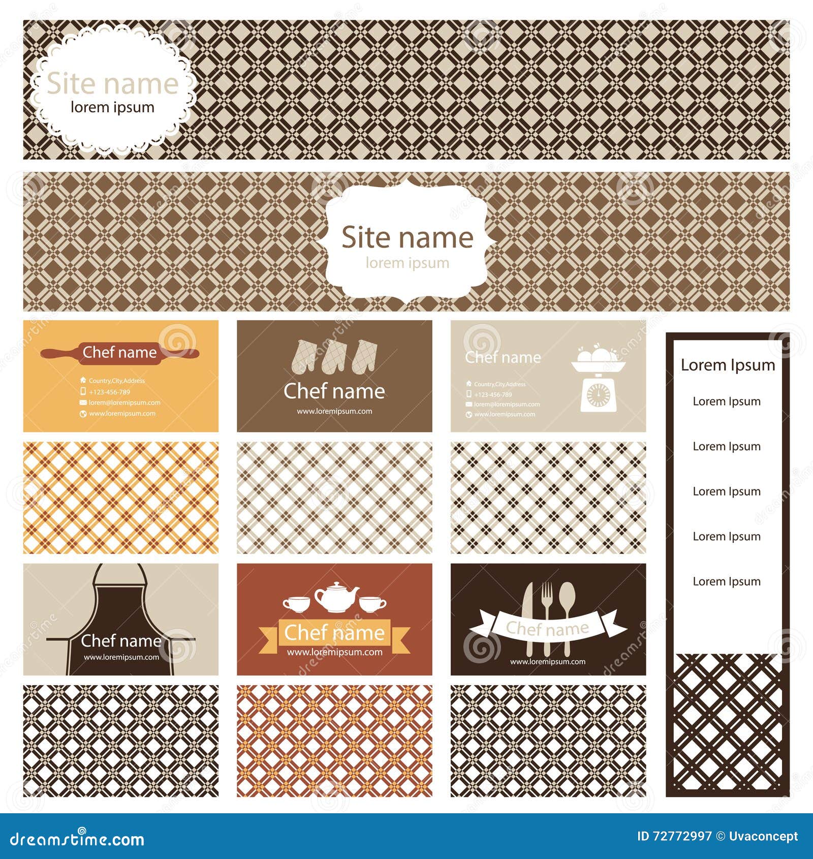 Set of Business Cards and Header for Cooking Theme. Vect Stock Vector ...