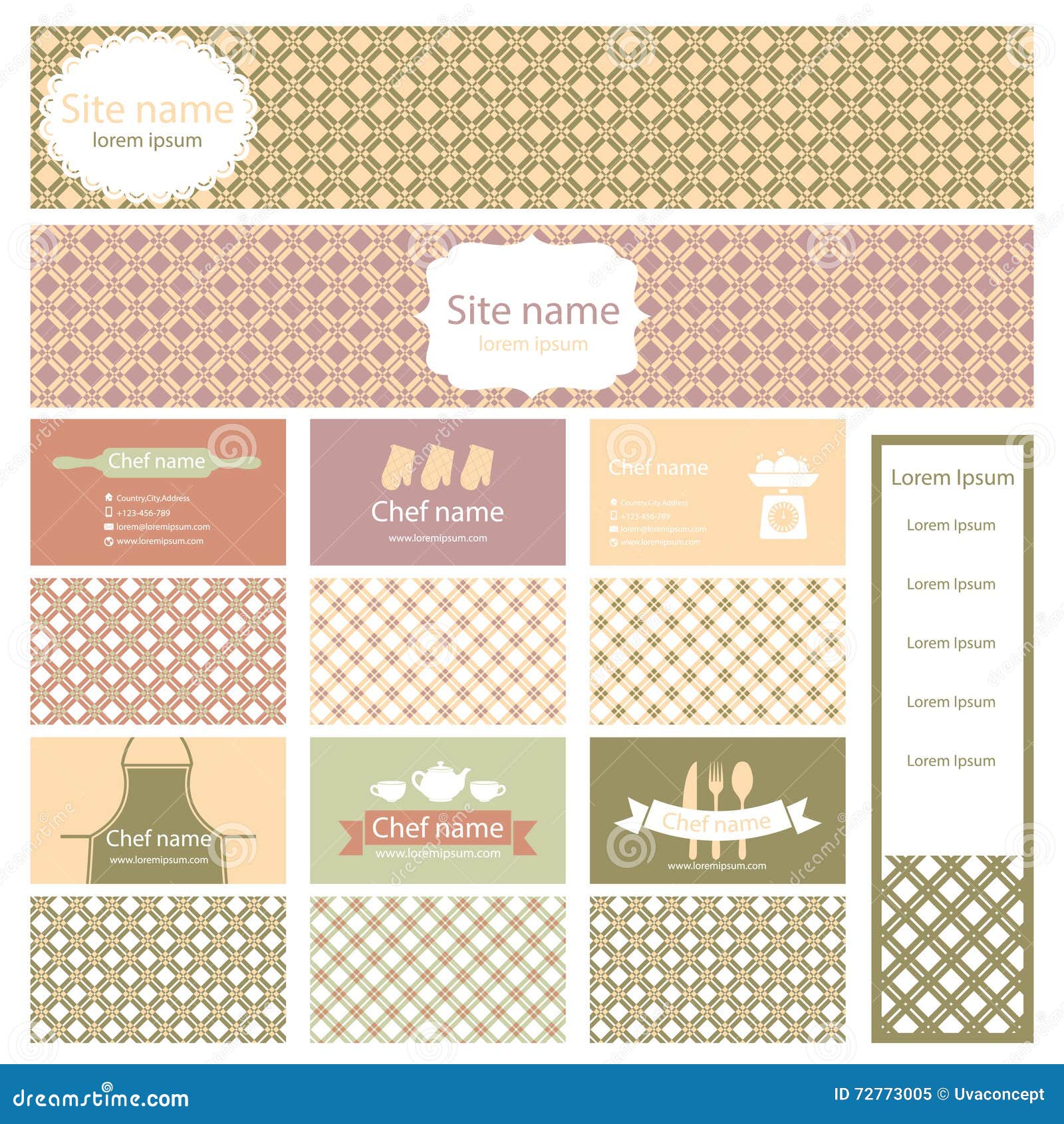 Set of Business Cards and Header for Cooking Theme Stock Vector ...
