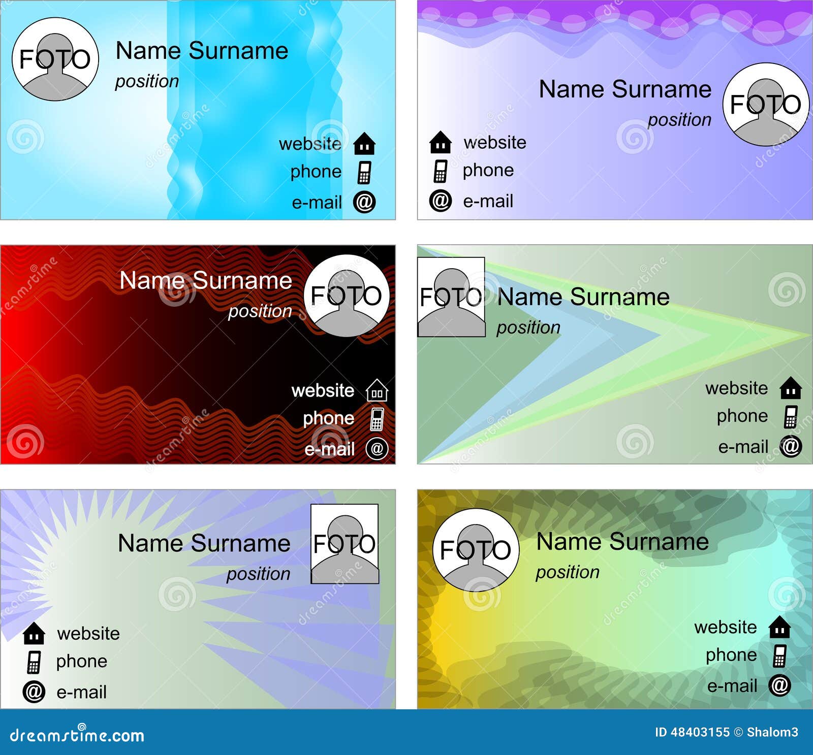 A Set of Business Cards with a Photo Frame Stock Illustration ...