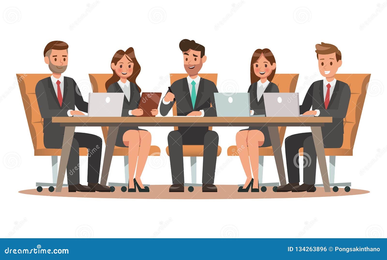 Set of Business Characters Working in Office. Vector Illustration ...
