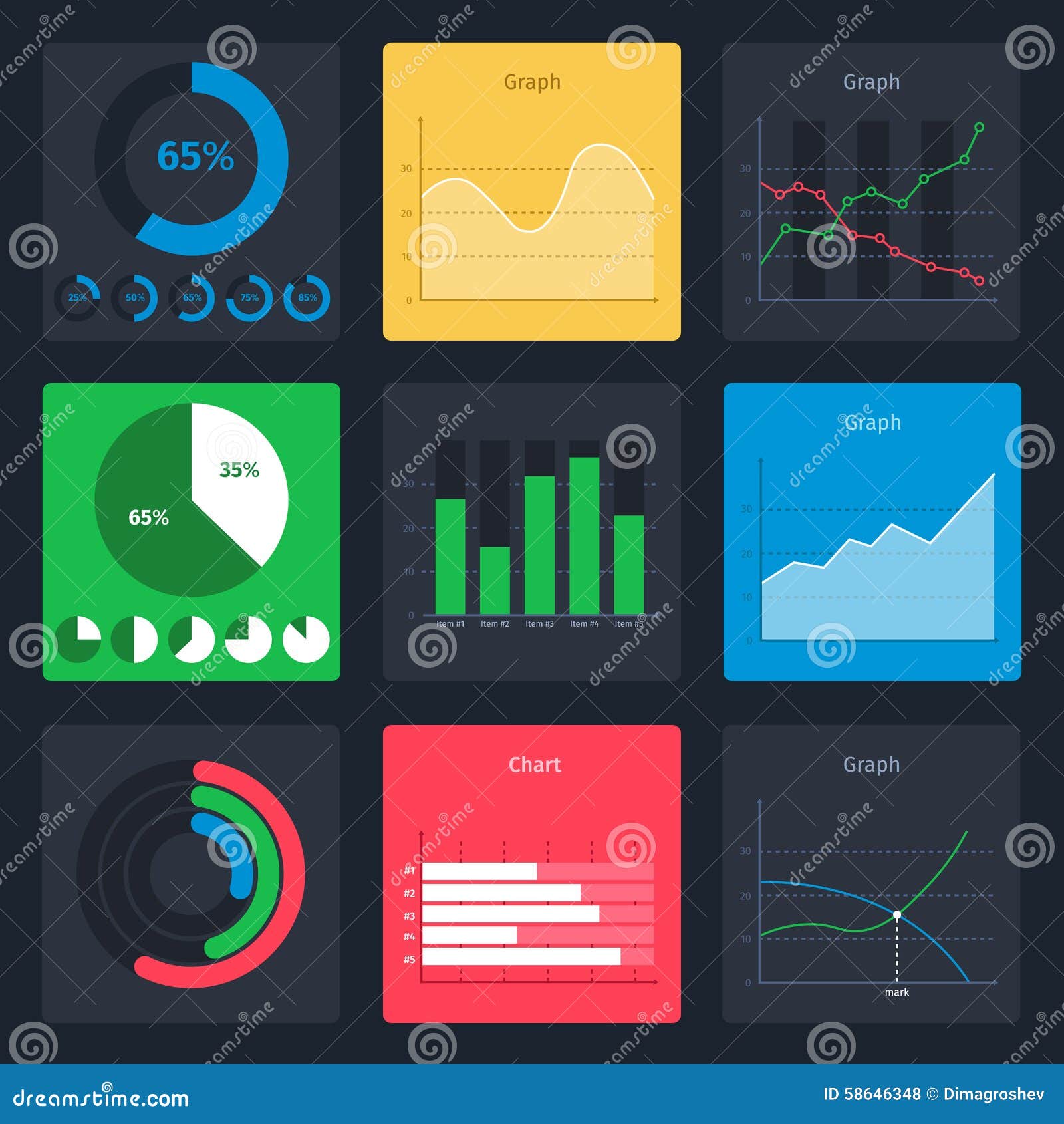 Set of business charts stock illustration. Illustration of charts ...
