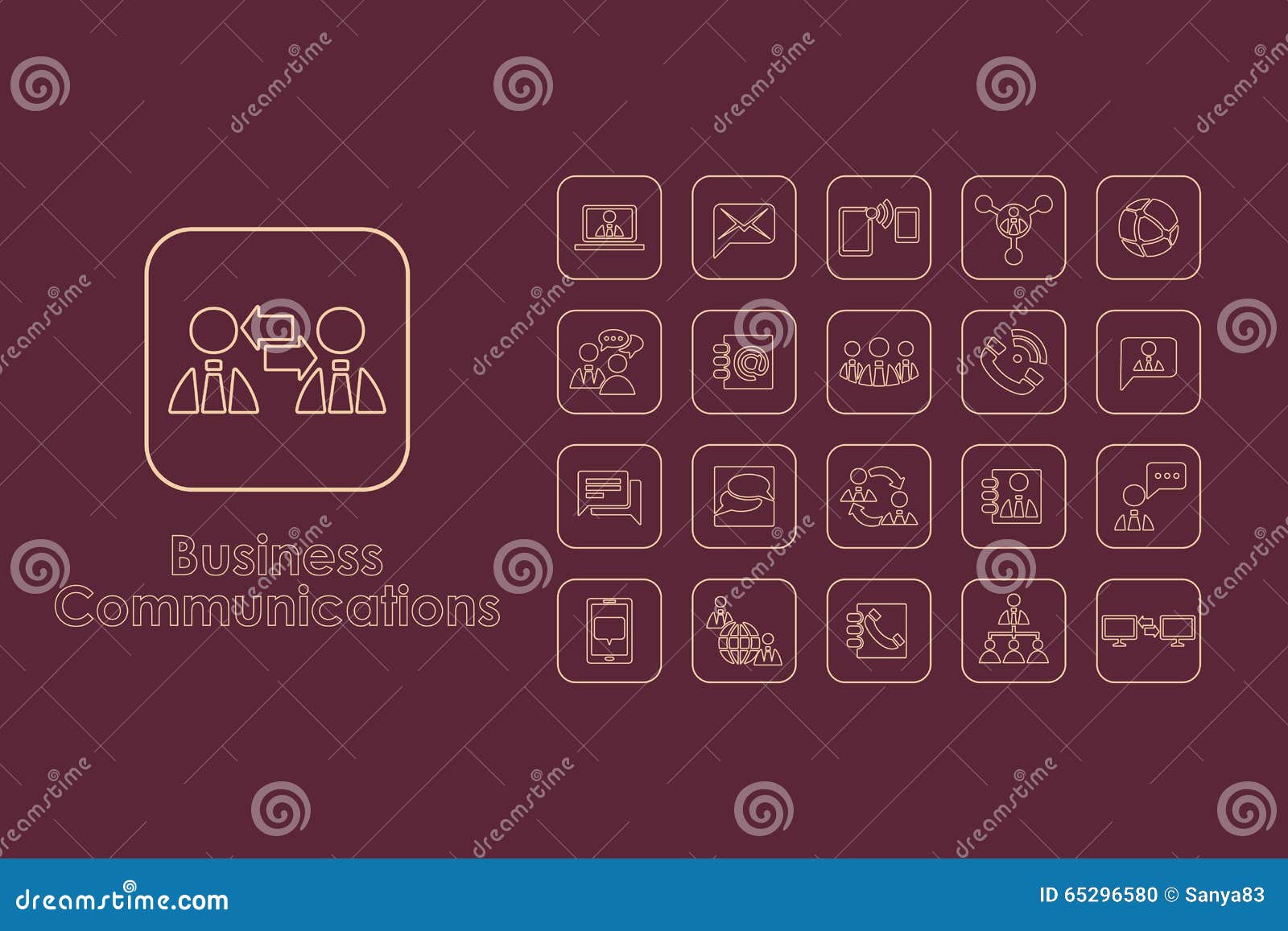 Set of Business Communications Simple Icons Stock Vector - Illustration ...