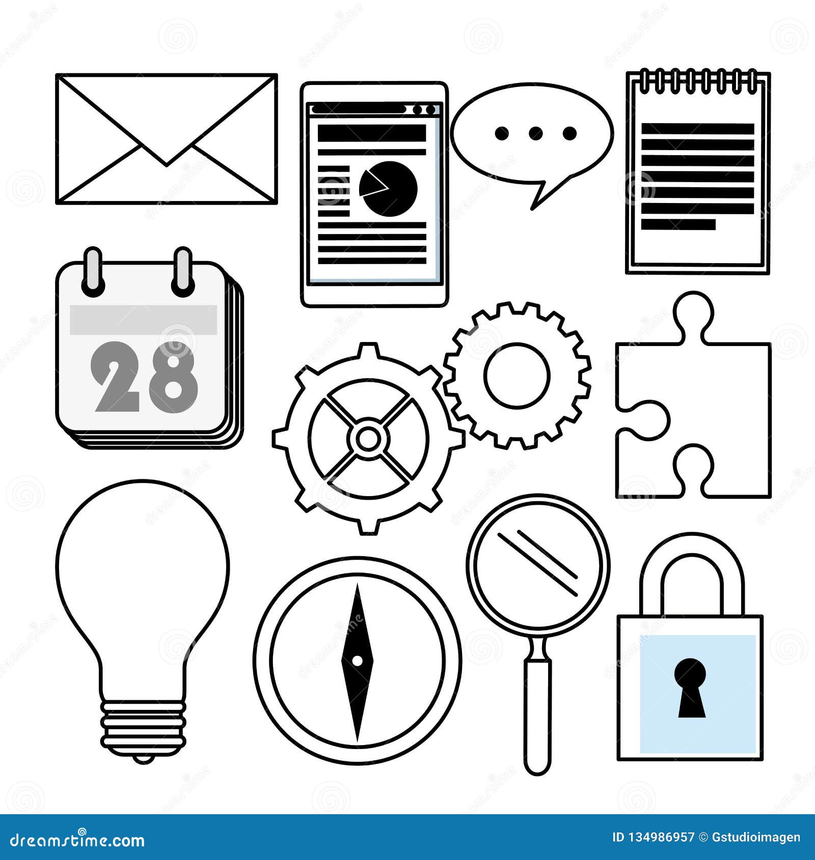 Set Business Document Information Strategy Plan Stock Vector ...