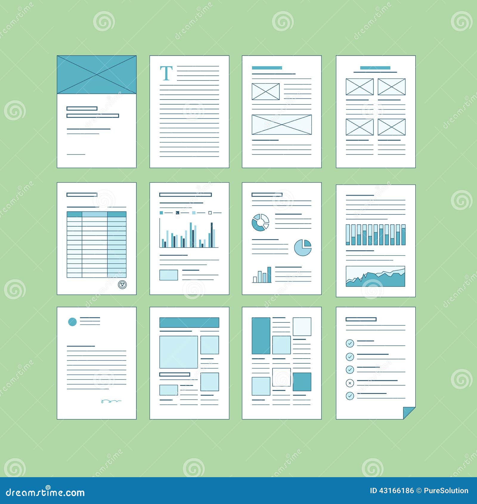 Set Of Business A4 Documentation Templates Vector Illustration ...